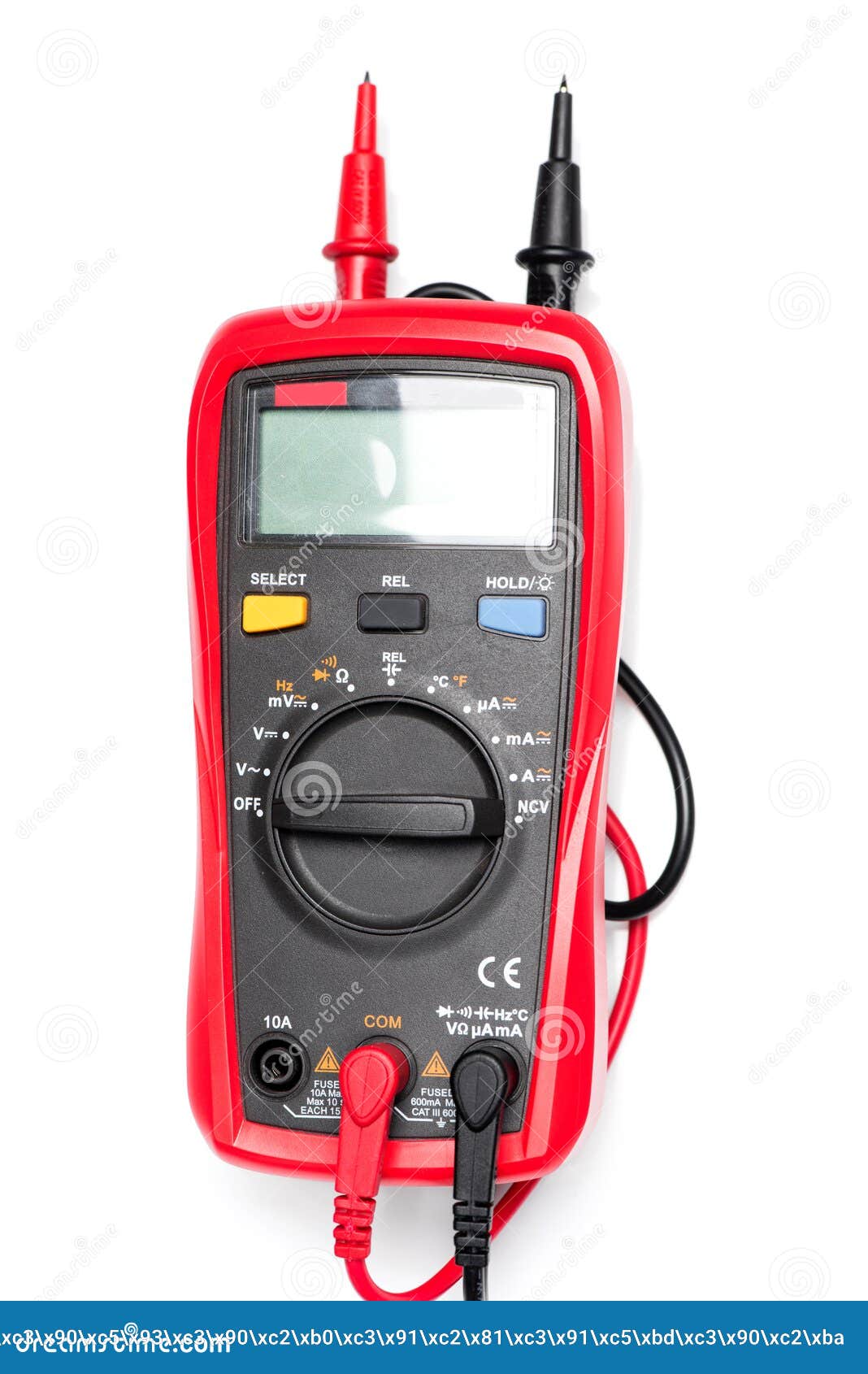 Electronic Digital Multimeter Isolated on White with Probes. Digital ...