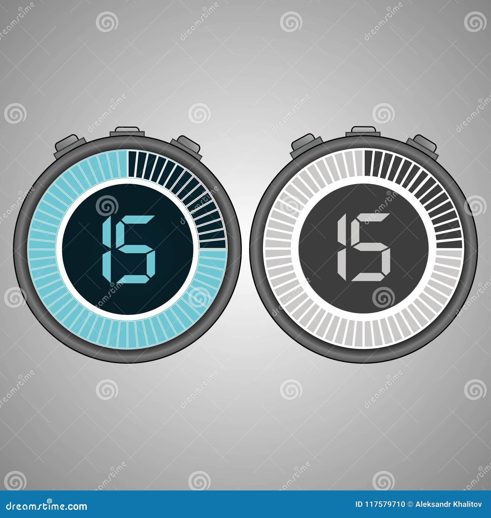 Electronic Digital Stopwatch 15 Seconds Stock Illustration ...