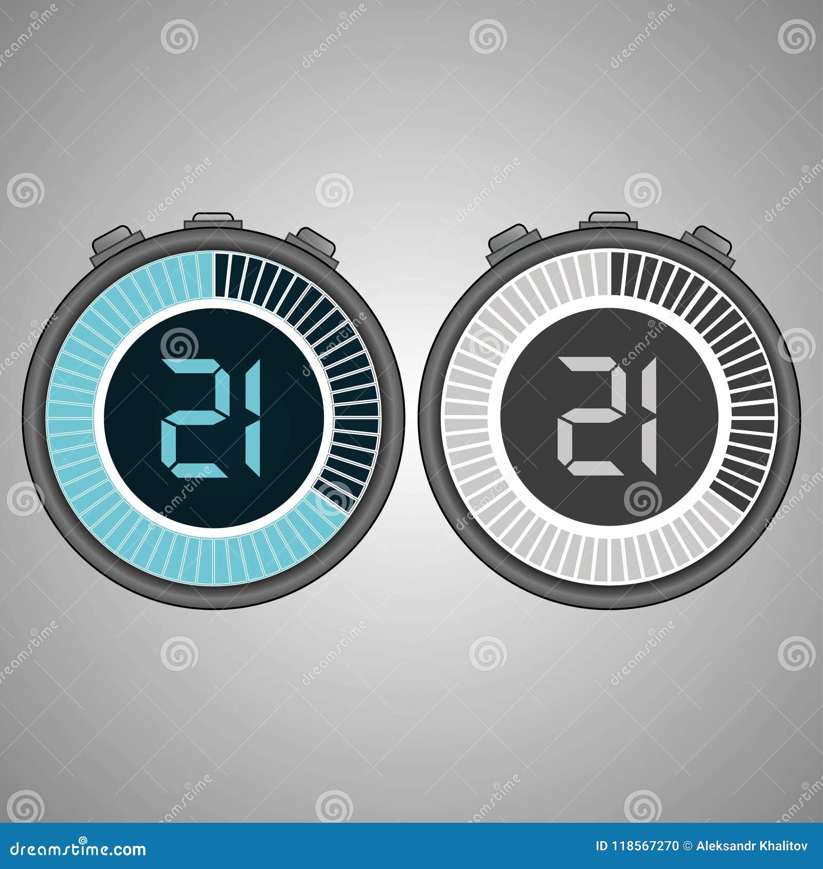 Electronic Digital Stopwatch 21 Seconds Stock Illustration ...
