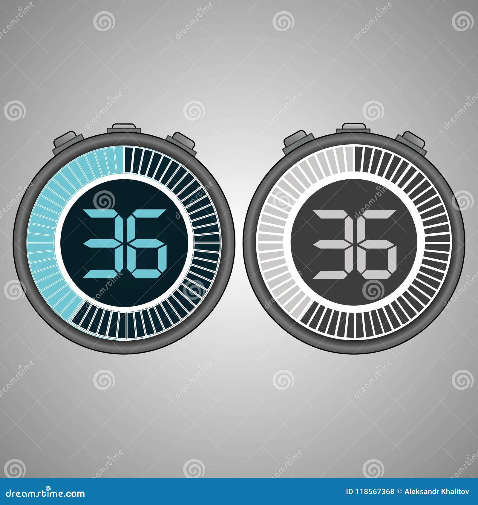 Electronic Digital Stopwatch 36 Seconds Stock Illustration ...