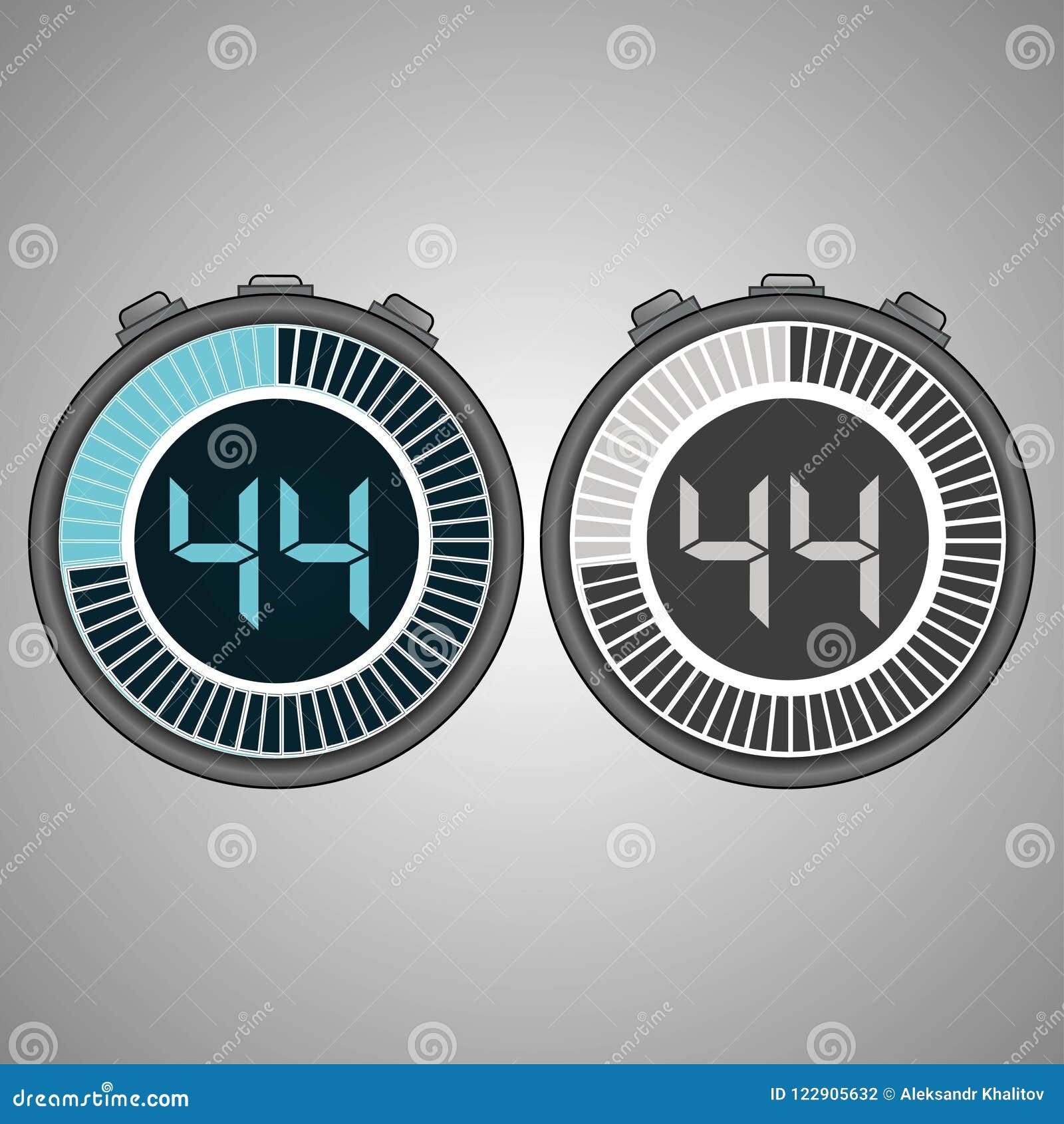 Electronic Digital Stopwatch 44 Seconds Stock Illustration ...