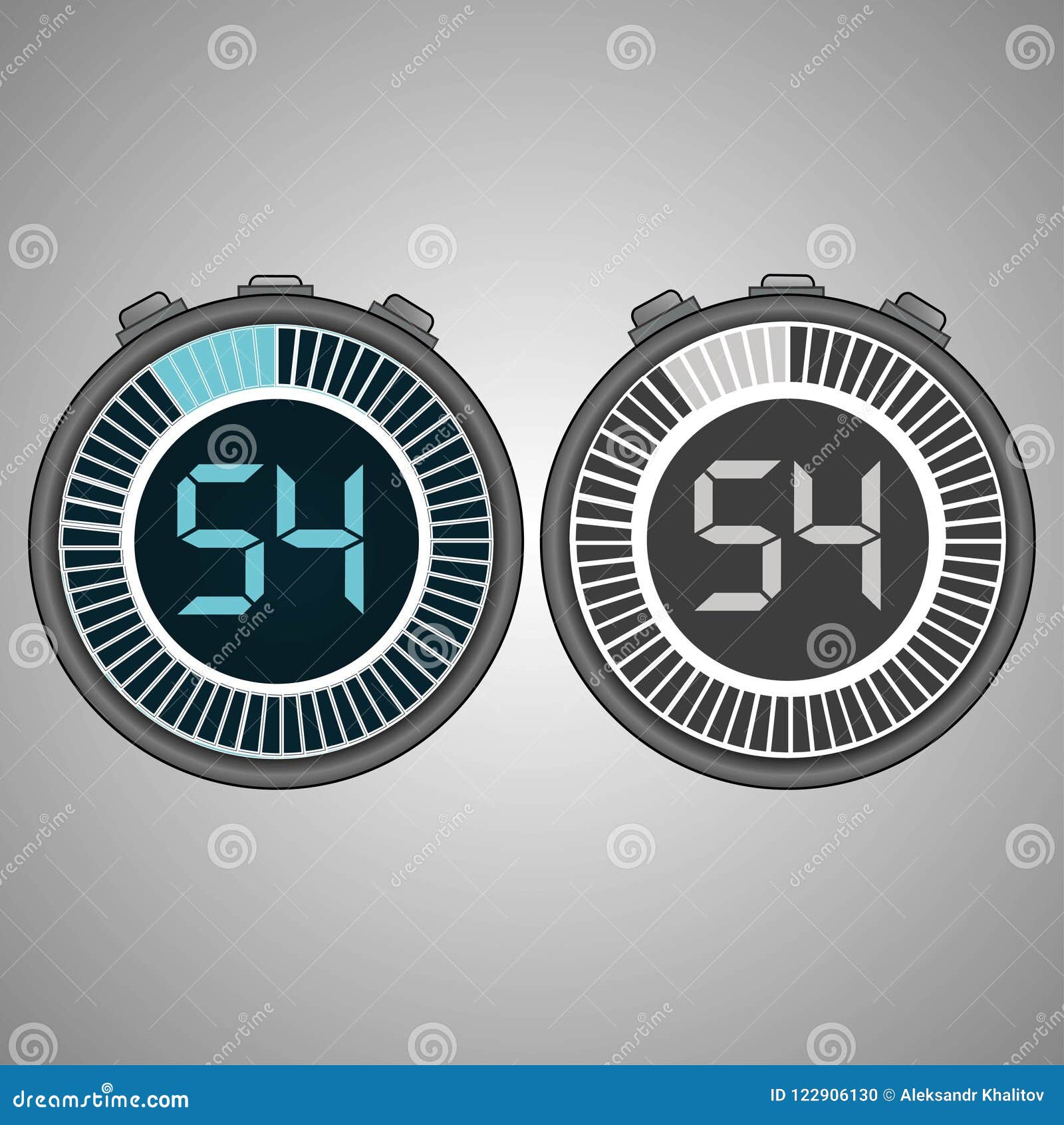 Electronic Digital Stopwatch 54 Seconds Stock Illustration ...