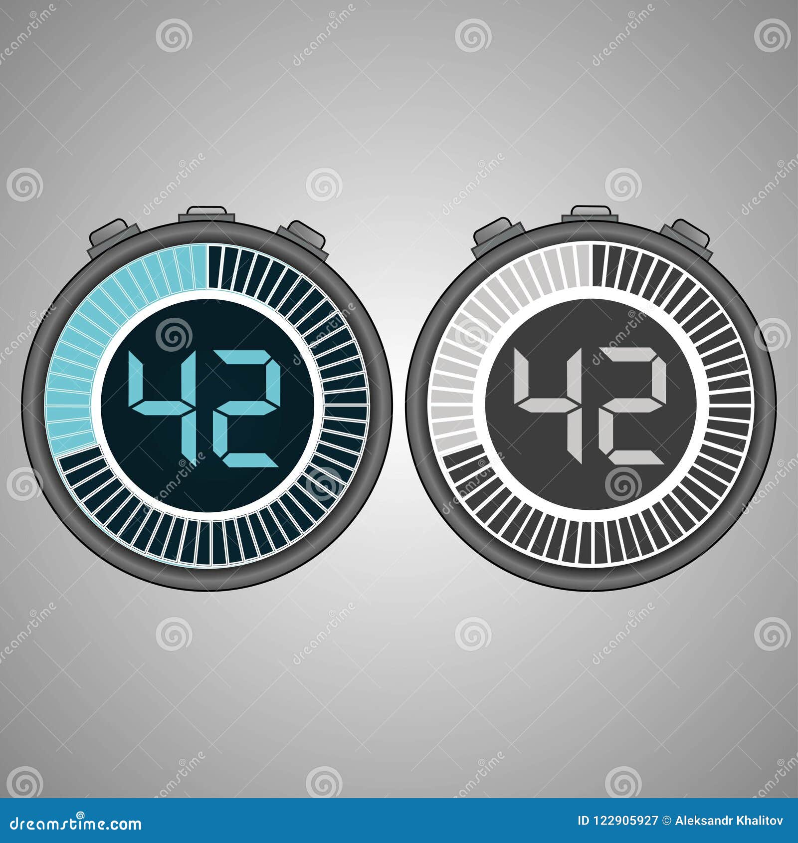 Electronic Digital Stopwatch 42 Seconds Stock Illustration ...