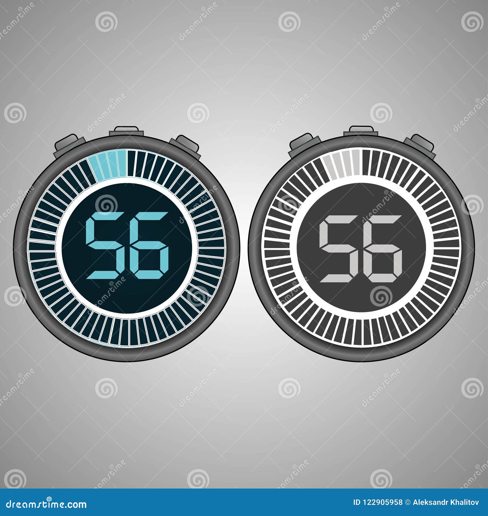 Electronic Digital Stopwatch 56 Seconds Stock Illustration
