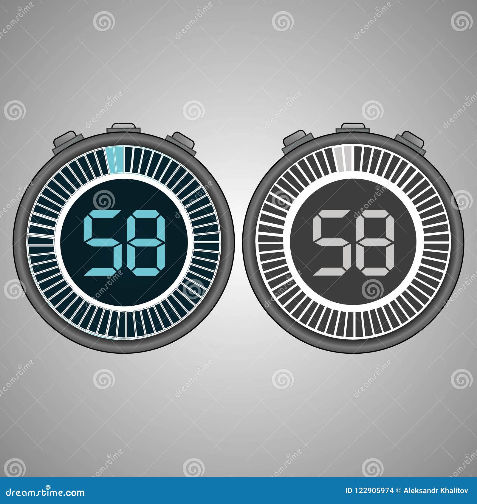 Electronic Digital Stopwatch 58 Seconds Stock Illustration ...