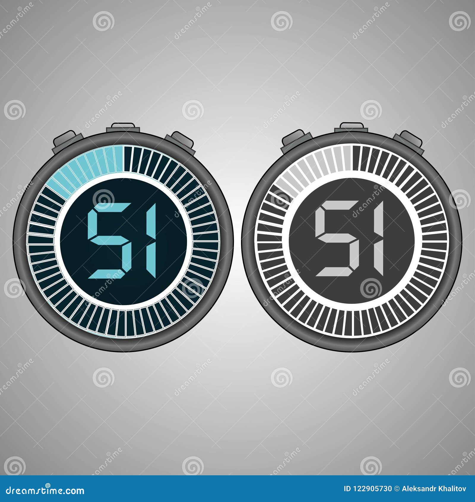 Electronic Digital Stopwatch 51 Seconds Stock Illustration ...