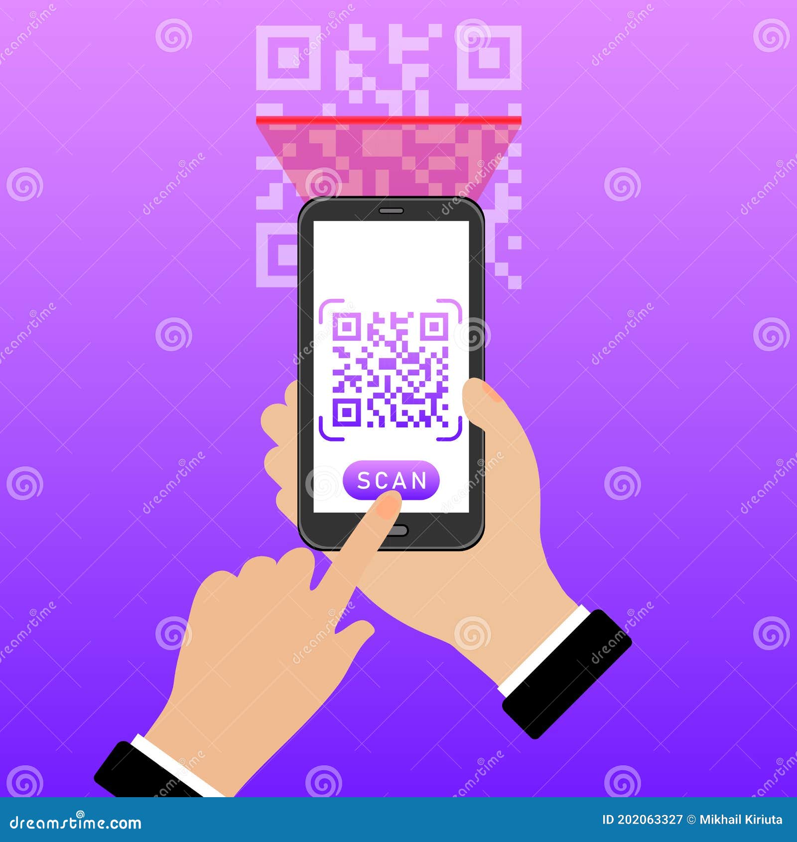 Electronic Digital Technology For Scanning Barcodes Scan The Qr Code On Your Smartphone Vector