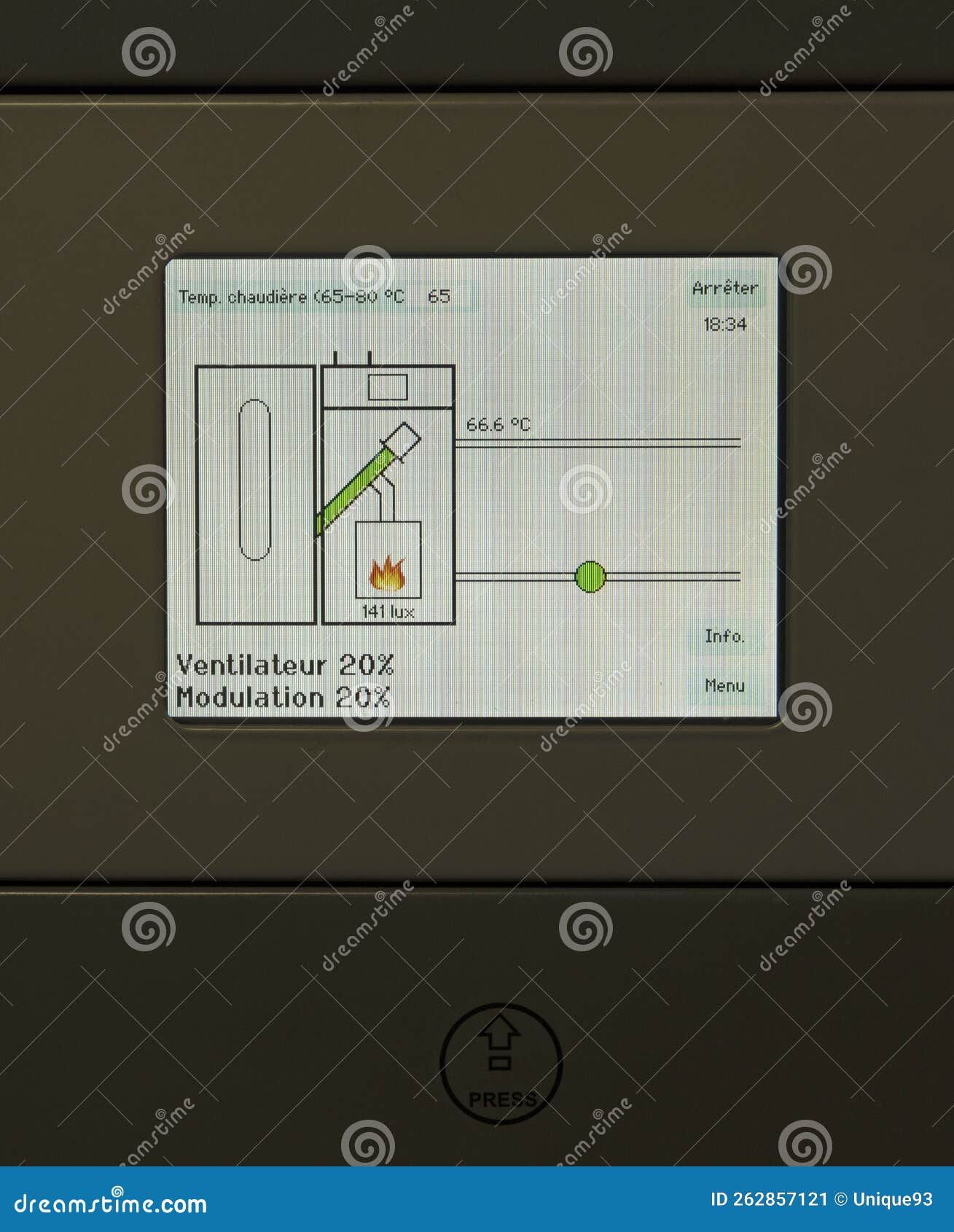 Display Panel of a Wood Pellet Boiler Stock Image - Image of electronic ...