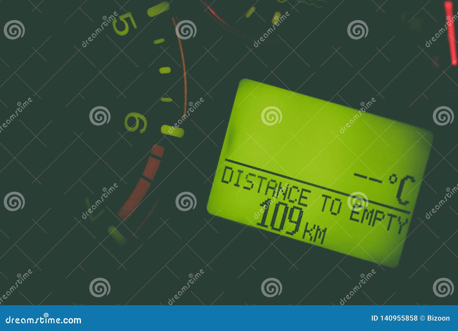 Electronic Display Showing the Distance To Empty Stock Photo - Image of ...
