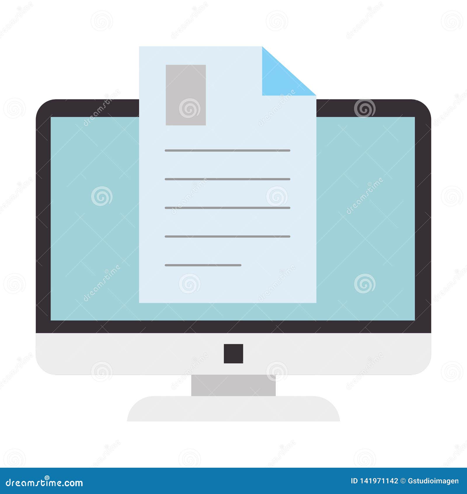 Electronic Document with Computer Stock Vector - Illustration of ...