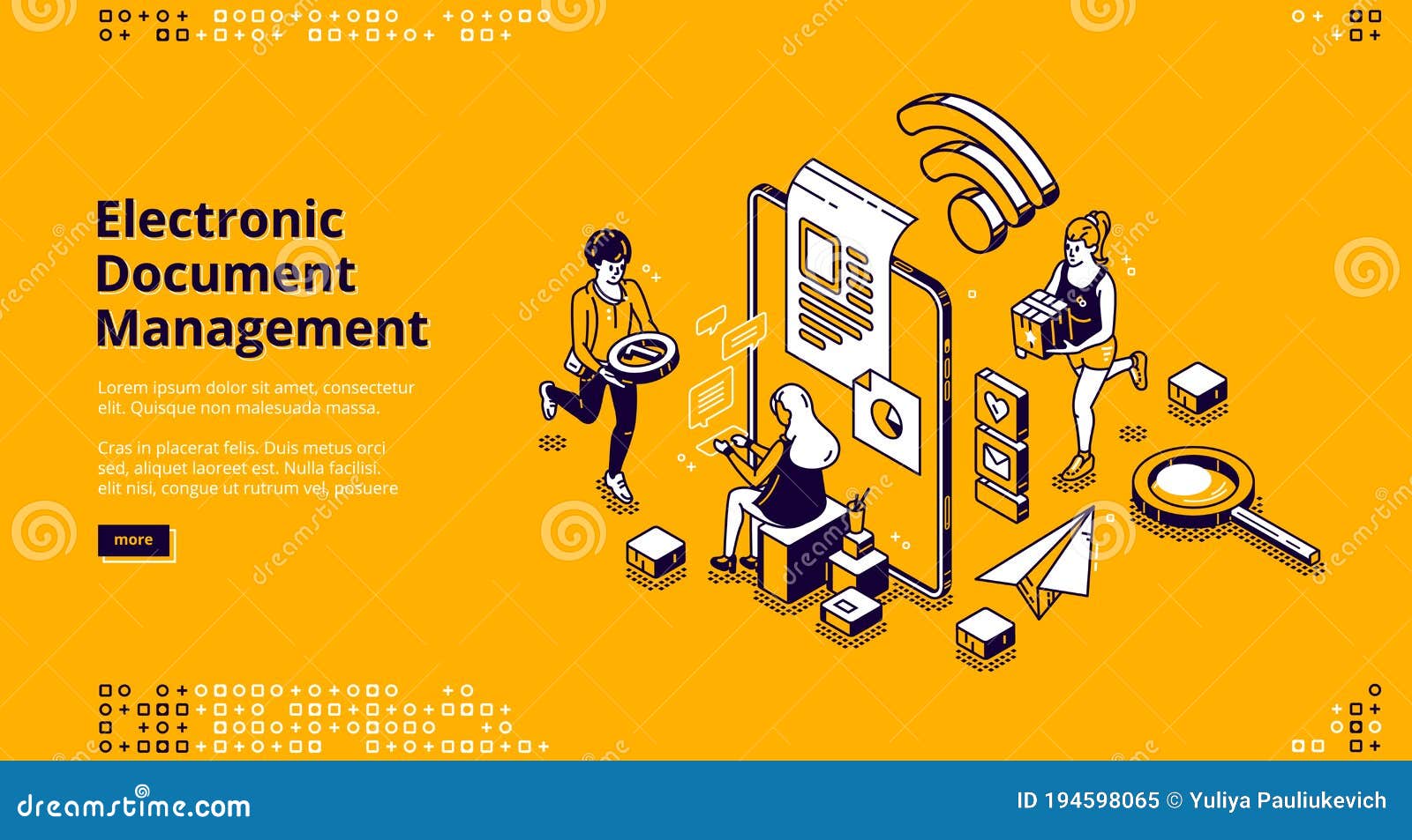 Electronic Document Management Vector Banner Stock Vector ...