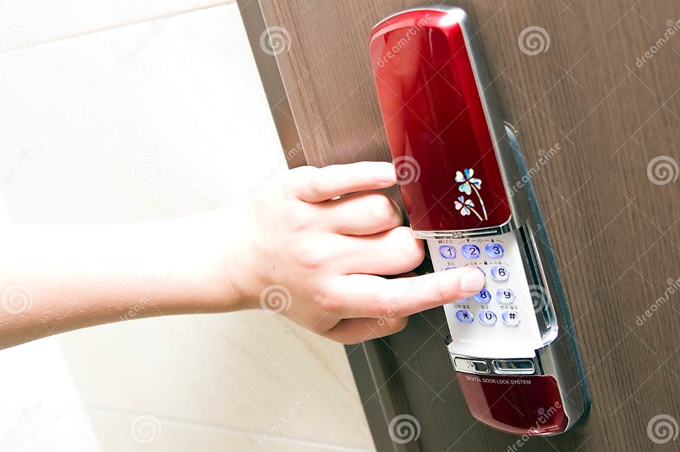 Electronic door lock stock image. Image of modern, security - 15490777