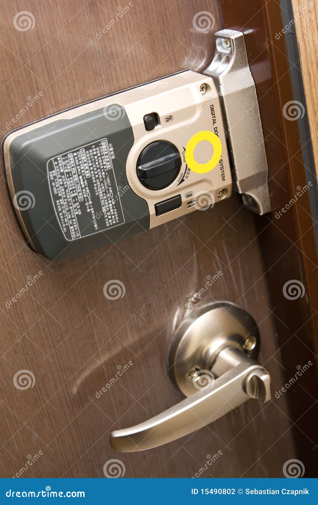 Electronic door lock stock photo. Image of closeup, code - 15490802