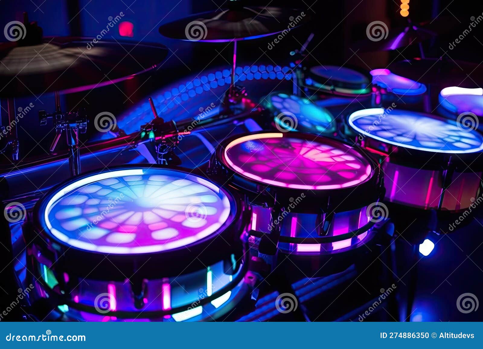 Electronic Drumset with Colorful and Intricate Lights, Creating a ...