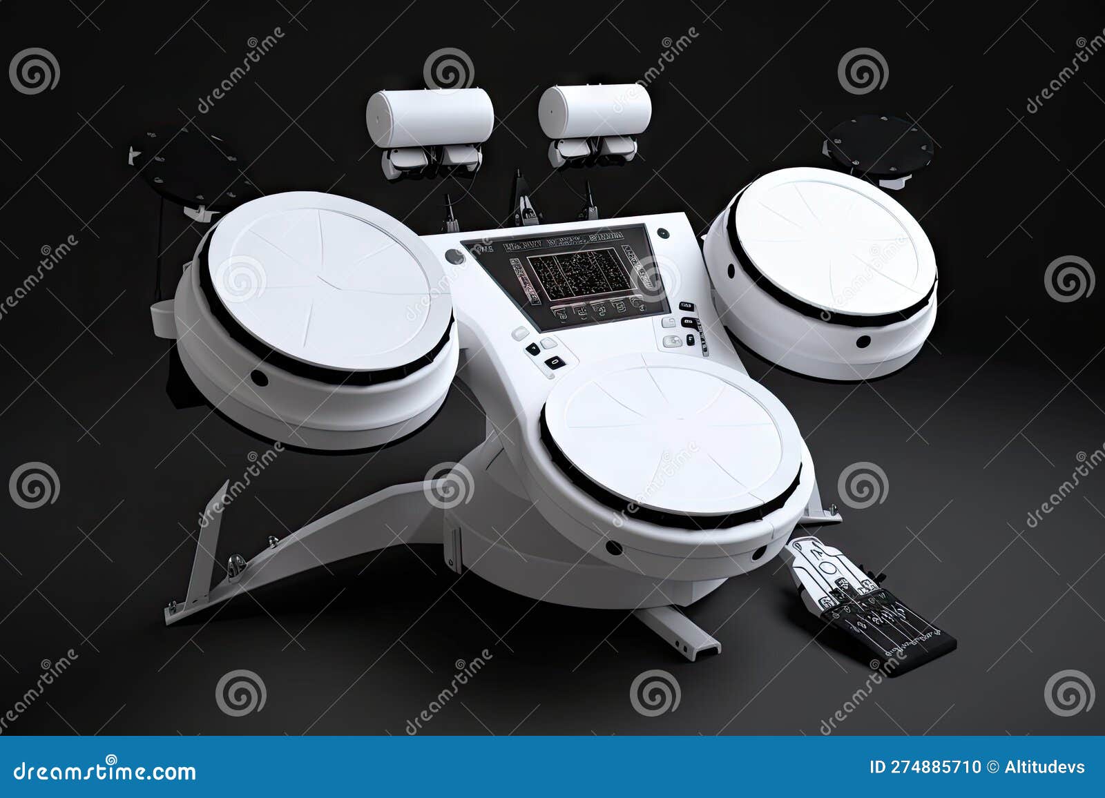 Electronic Drumset, With Drums And Sticks Made Of Futuristic Materials ...