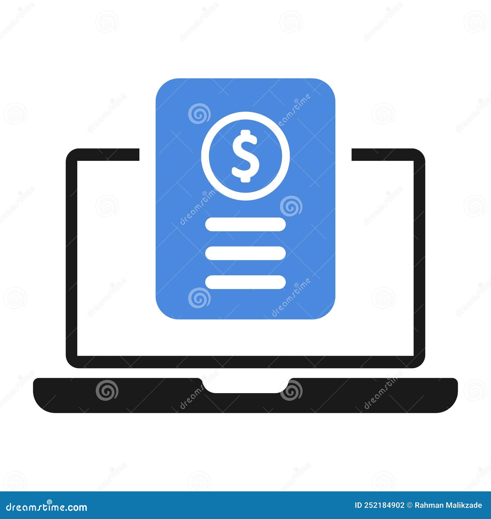 Electronic E-Invoice Icon. Online Digital Invoice Laptop or Notebook ...