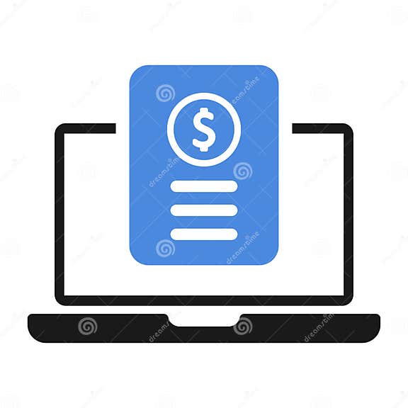 Electronic E-Invoice Icon. Online Digital Invoice Laptop or Notebook ...