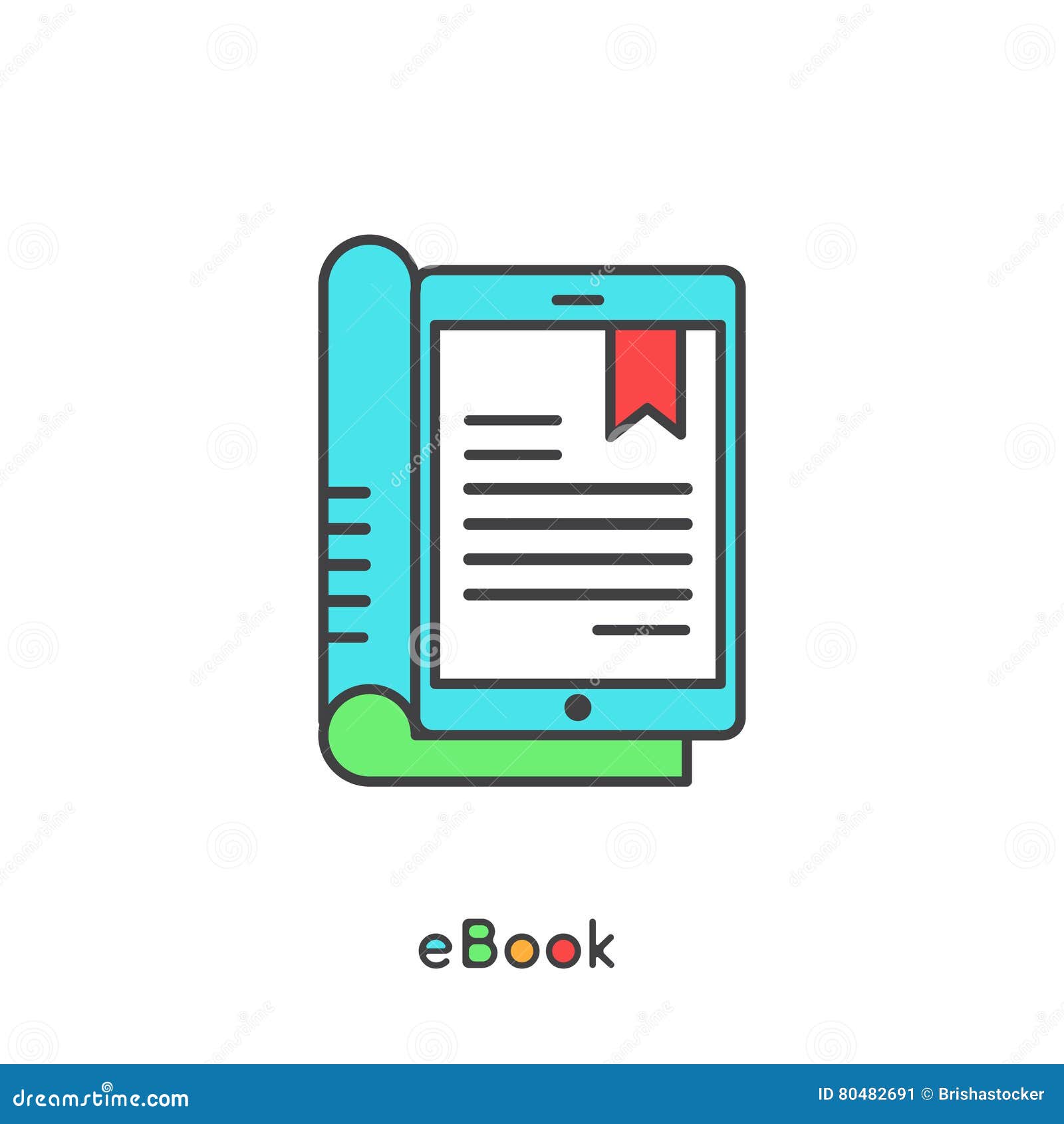 Electronic EBook and Electronic Reader with Bookmark Vector Simple Icon ...