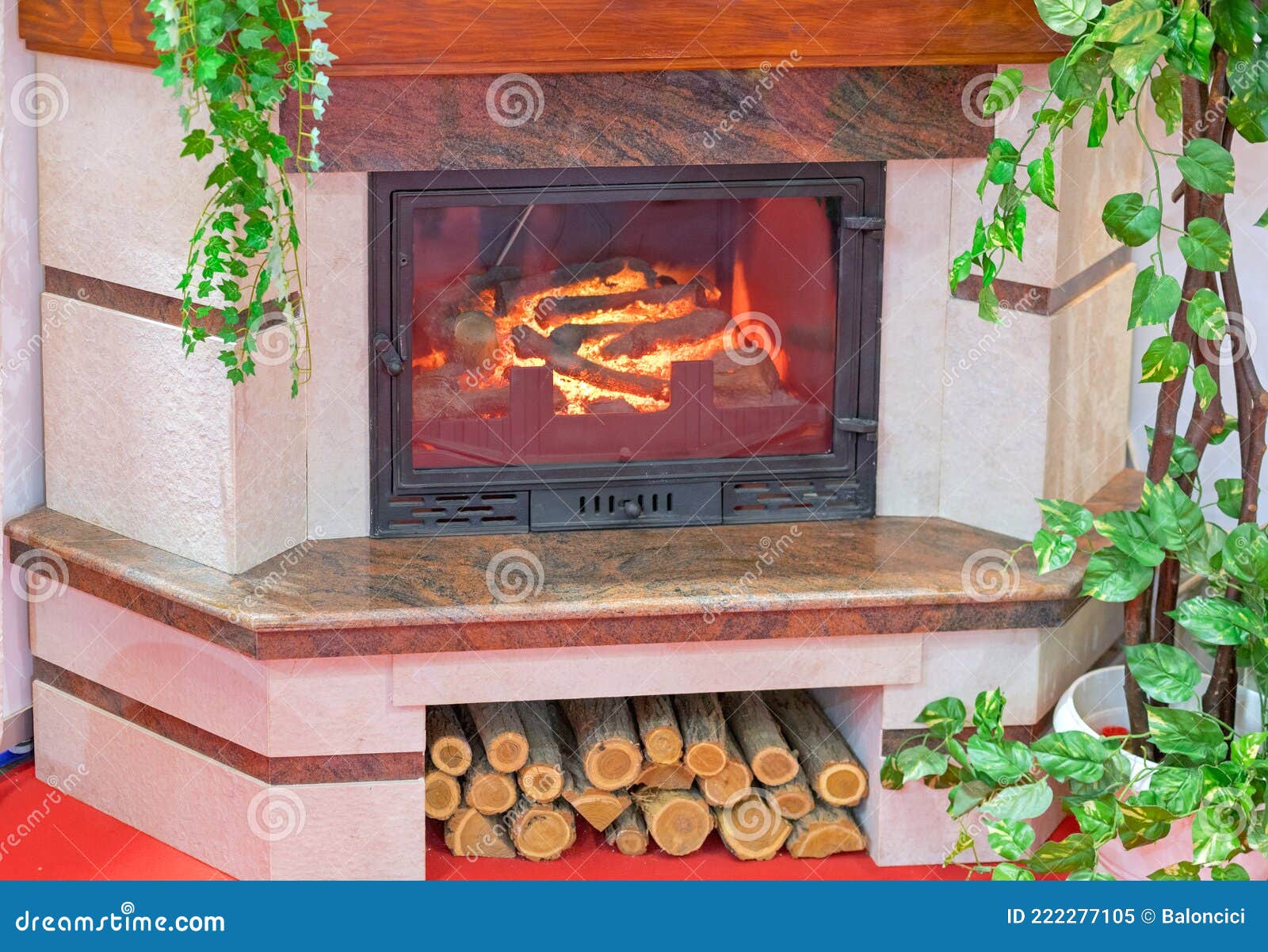 Electronic Effects Fire Place Stock Image - Image of home, winter ...