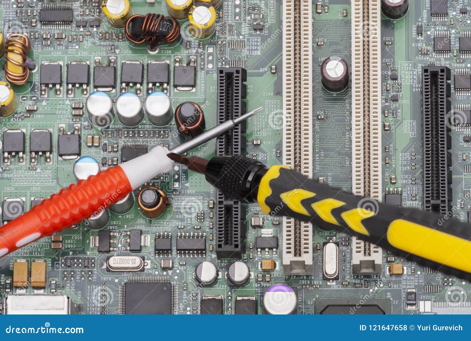 Electronic Elements Installed on the Board Concept of Repairing Laptop ...