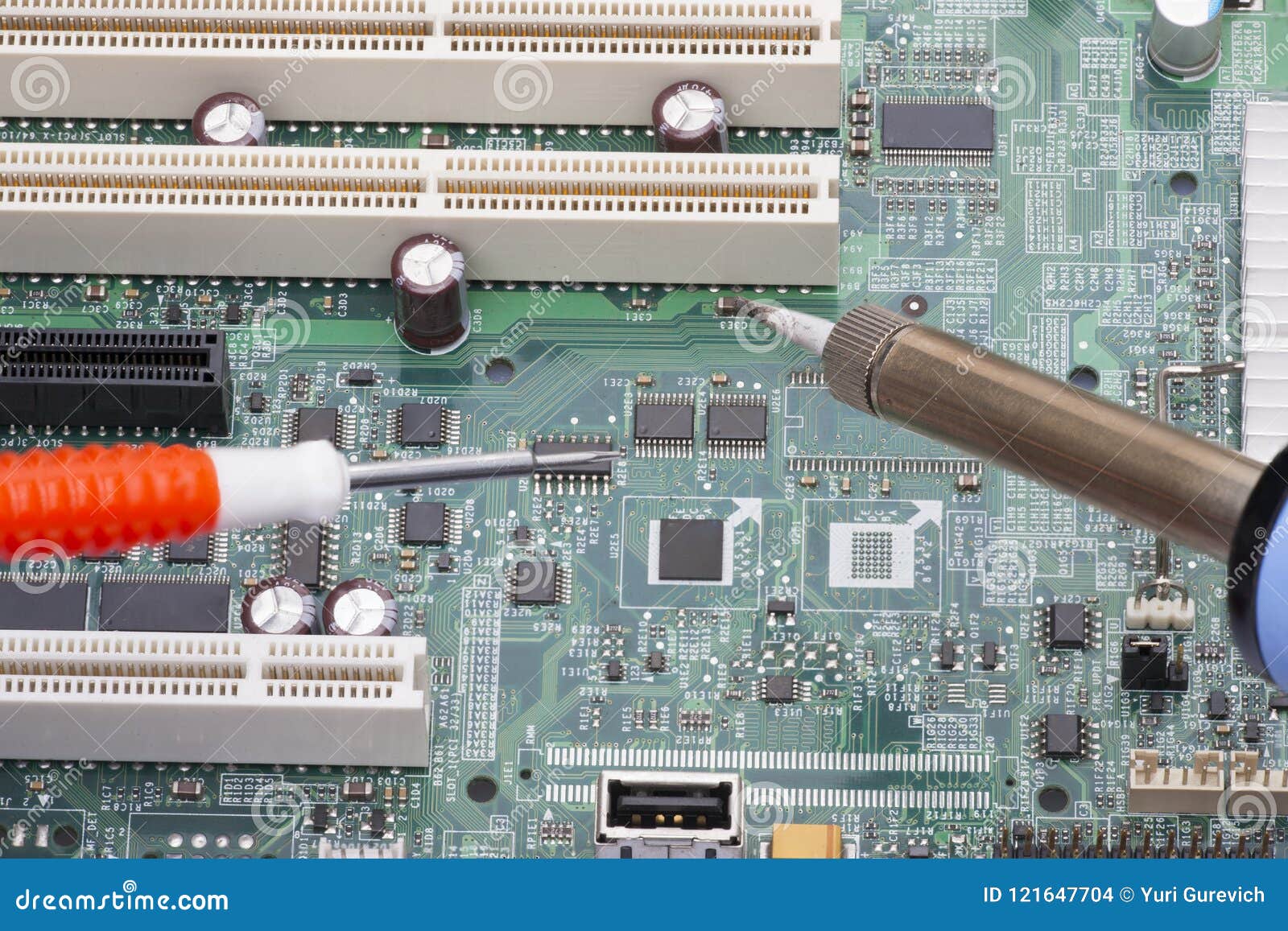 Electronic Elements Installed on the Board Concept of Repairing Laptop ...