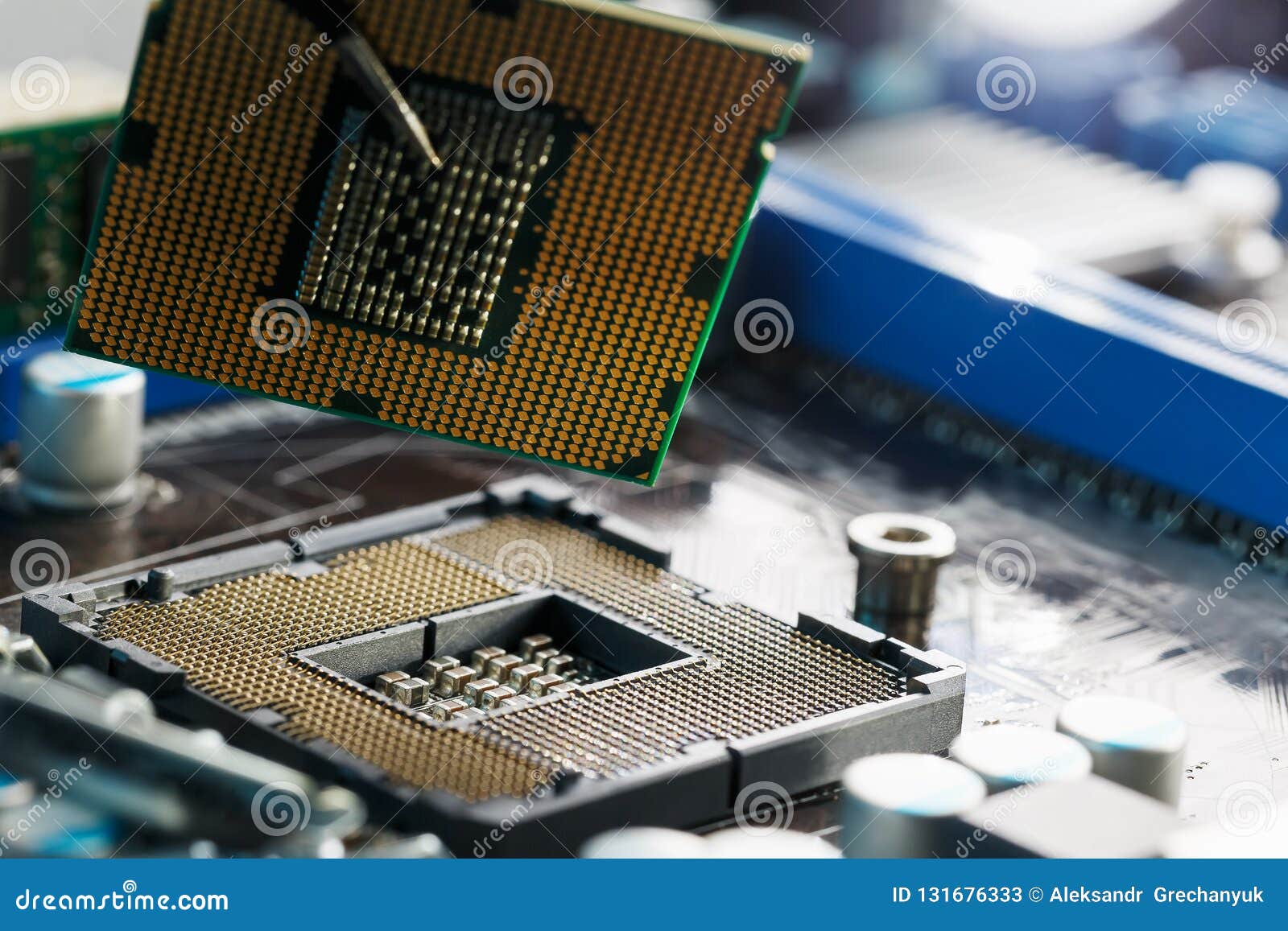 Close-up of CPU Chip Processor. Selective Focus Stock Image - Image of ...