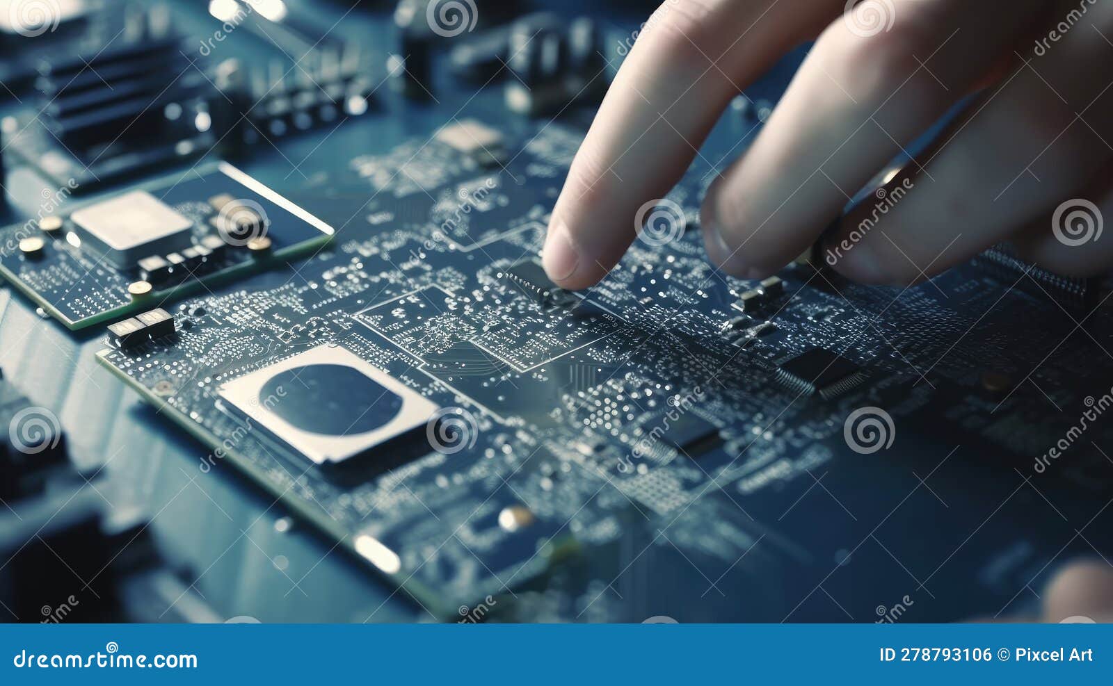 3D AI Chipset On A Circuit Board Background. AI Technology. Vector ...