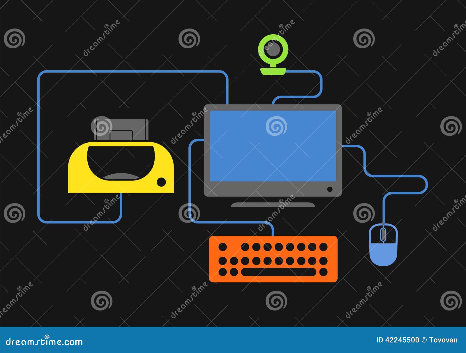 Electronic Equipment Connection Scheme Stock Vector - Illustration of ...
