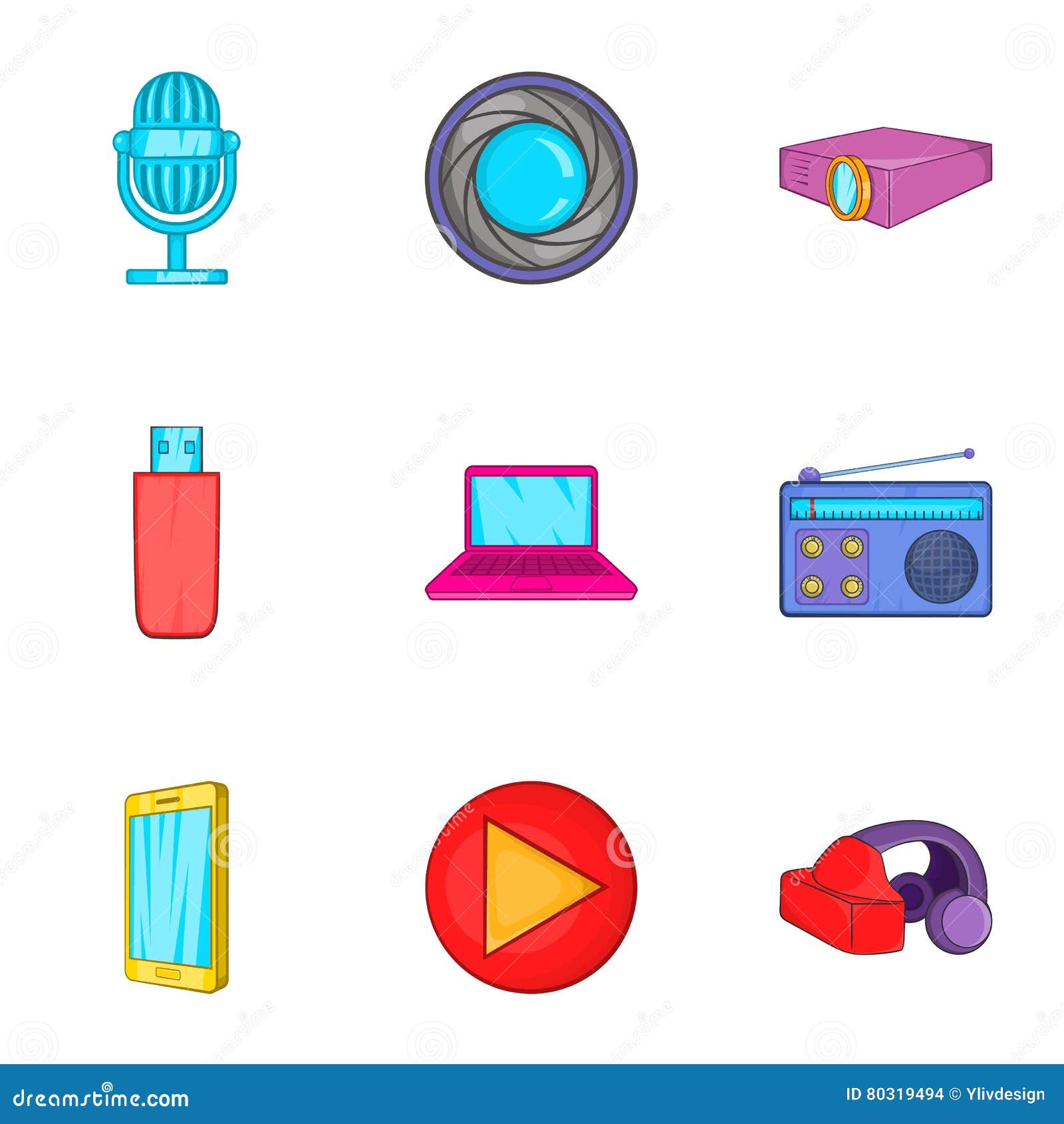 Electronic Equipment Icons Set, Cartoon Style Stock Vector ...