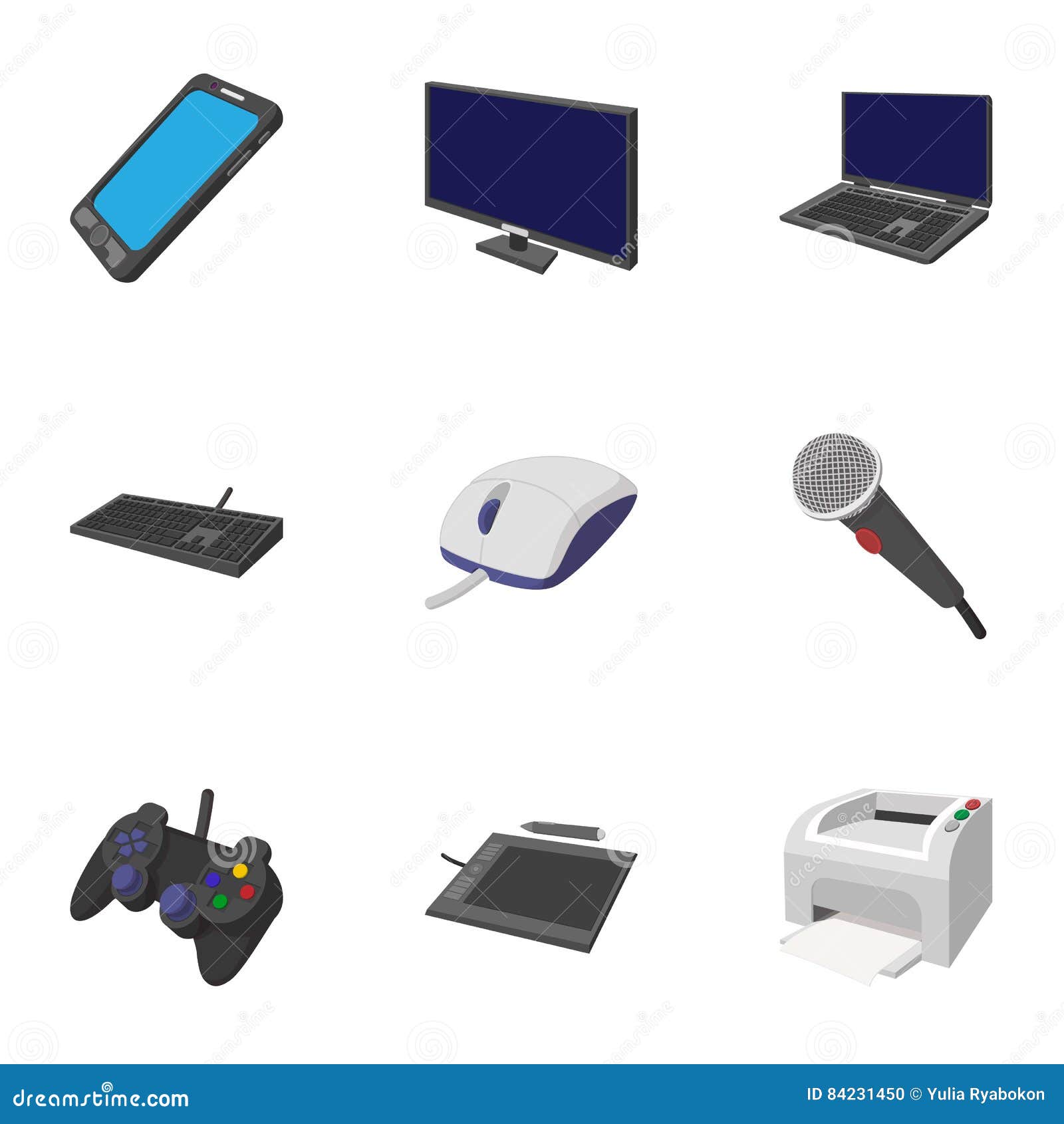 Electronic Equipment Icons Set, Cartoon Style Stock Vector ...