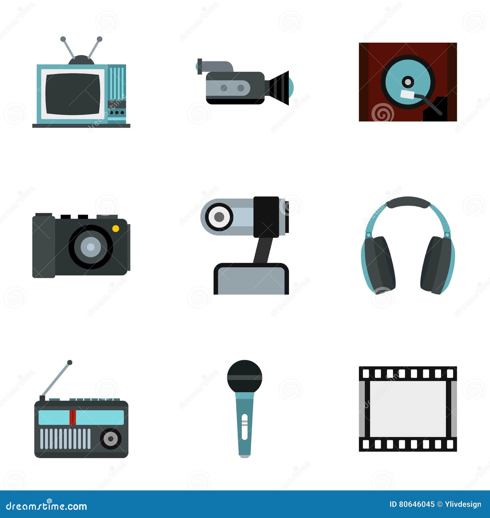 Electronic Equipment Icons Set, Flat Style Stock Vector - Illustration ...