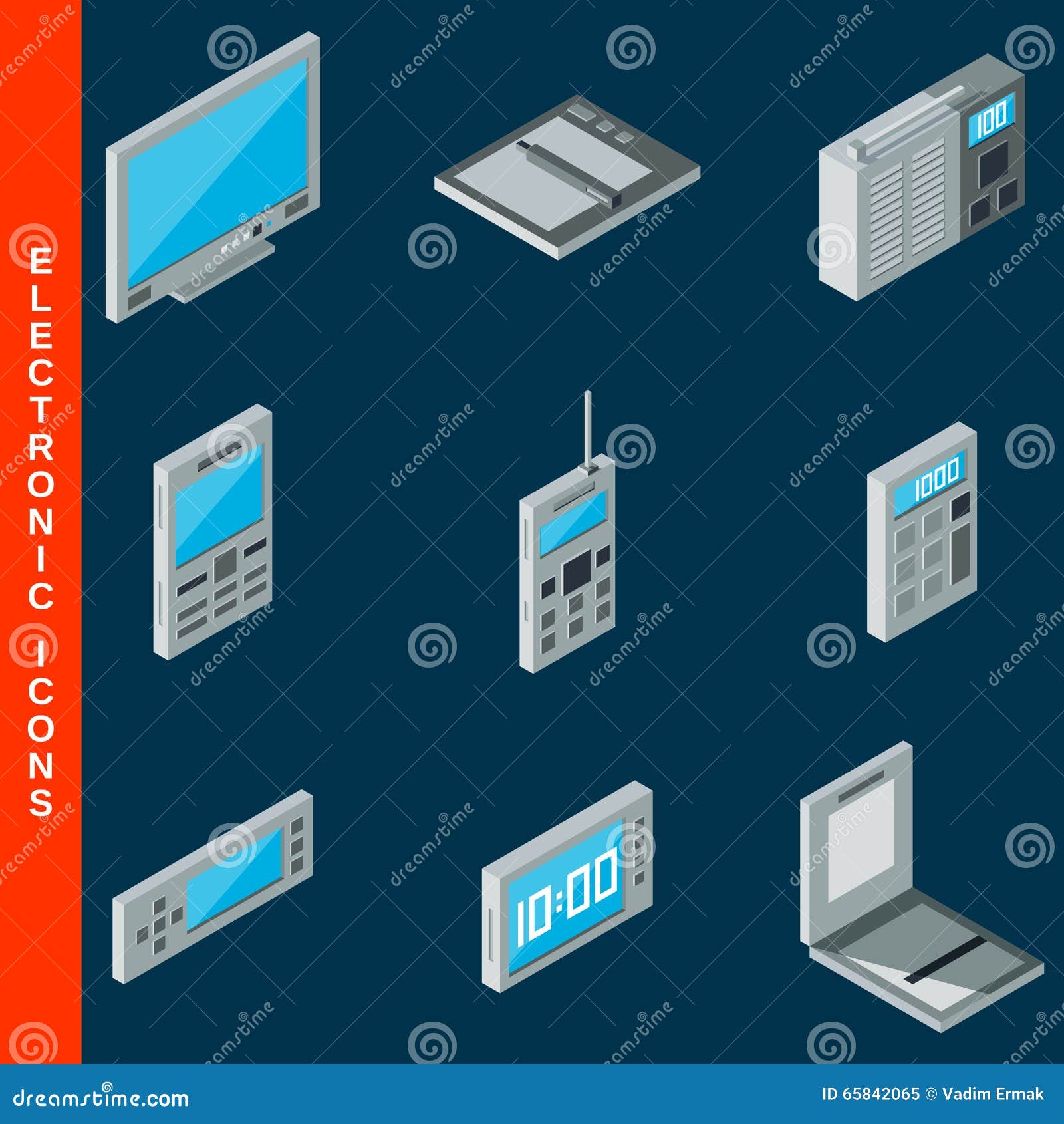 Electronic Equipment Icons Set Stock Vector - Illustration of computer ...
