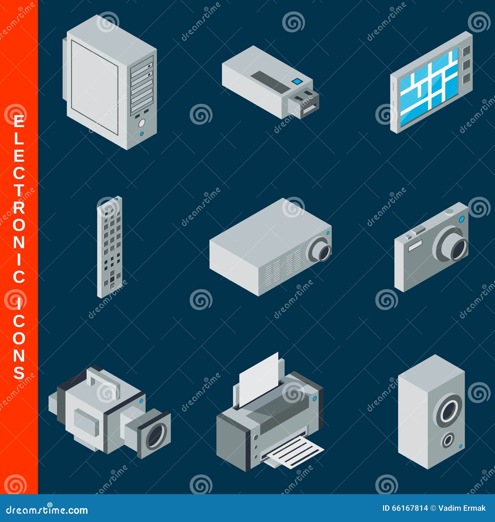 Electronic Equipment Icons Set Stock Vector - Illustration of icon ...