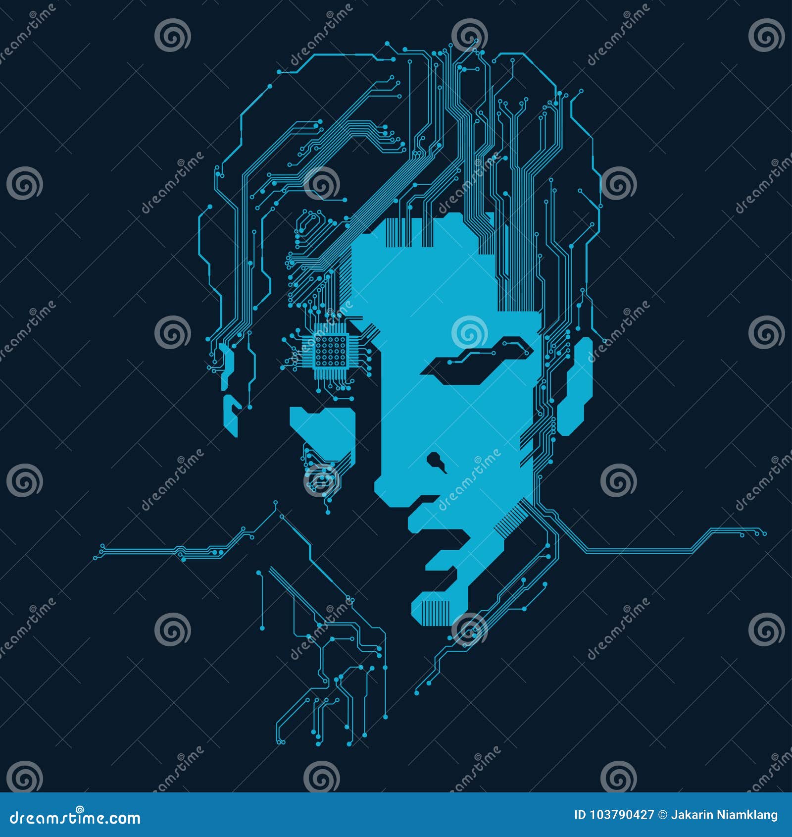 Electronic Face stock vector. Illustration of human - 103790427