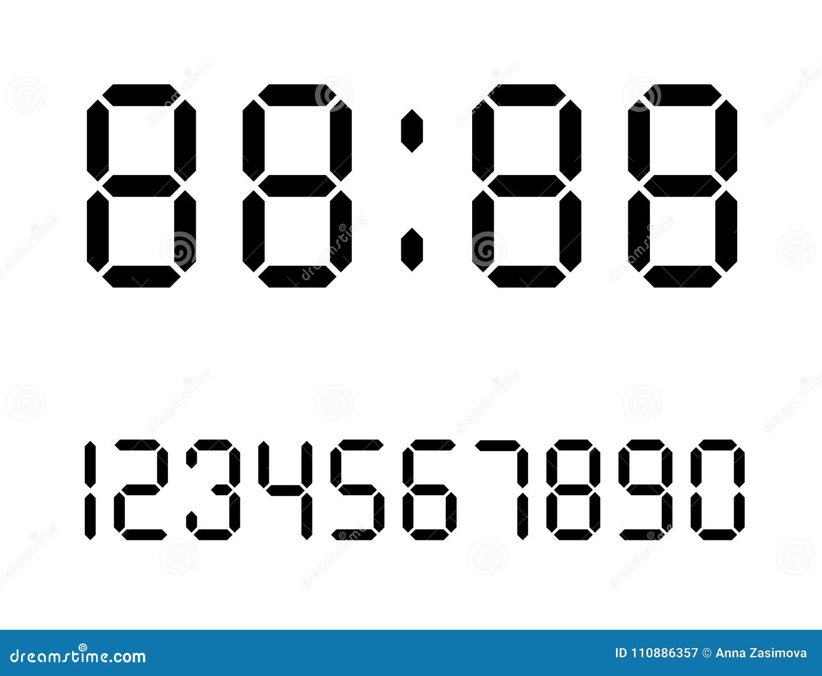 Electronic Figures. Digital Glowing Numbers. LCD Numbers for a ...