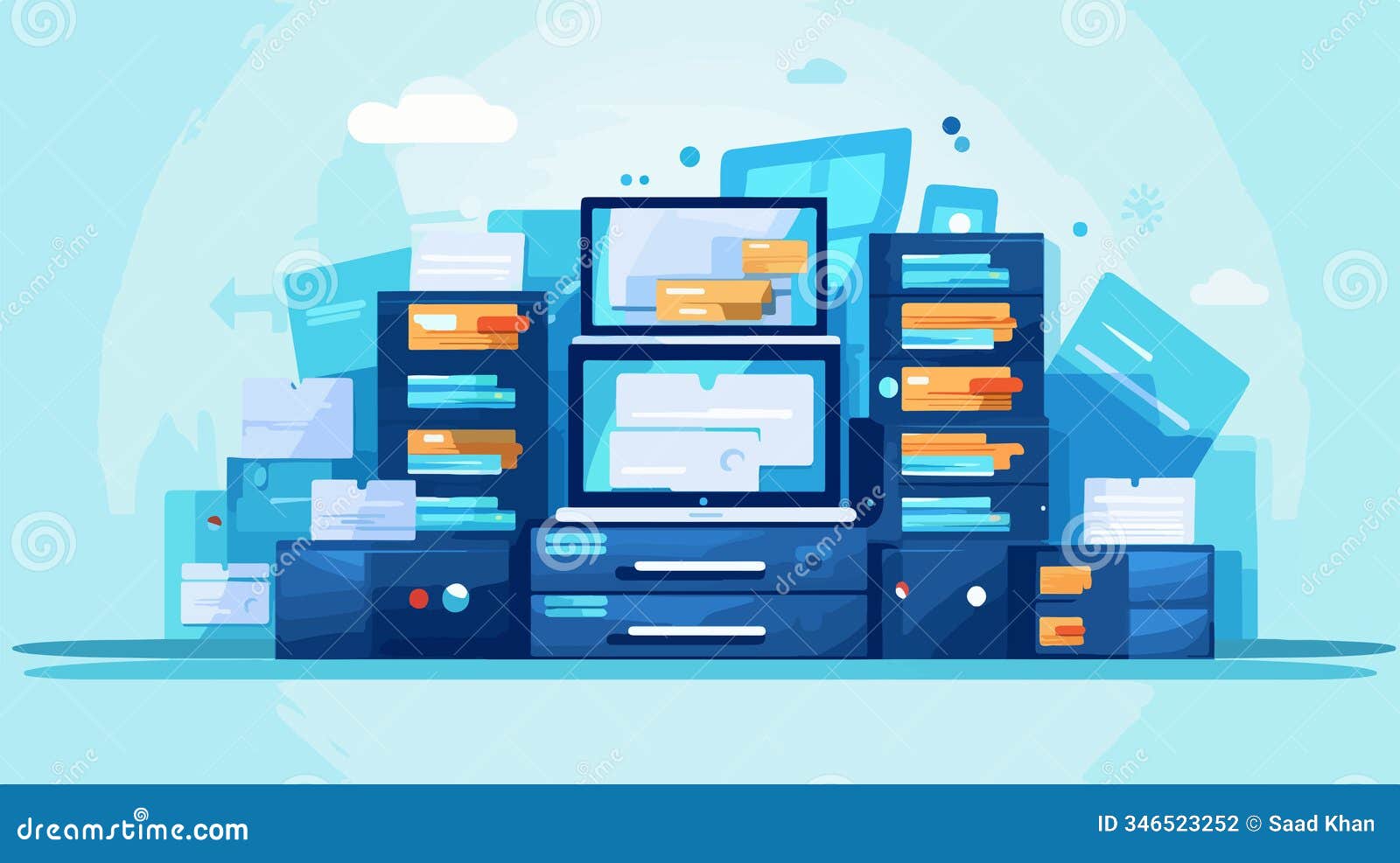 Electronic Files Organization Document Management Stock Illustration ...