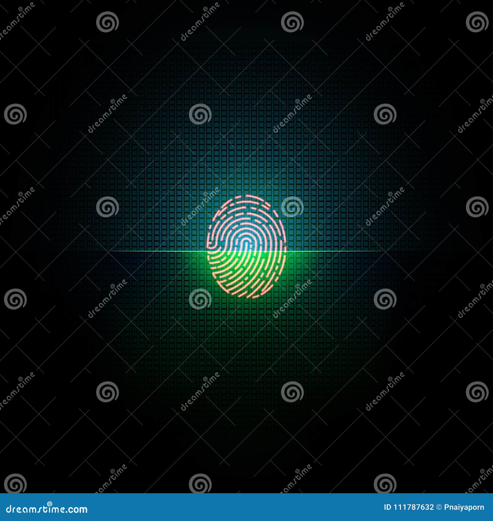 Electronic Fingerprint on Scanning Screen Stock Illustration ...