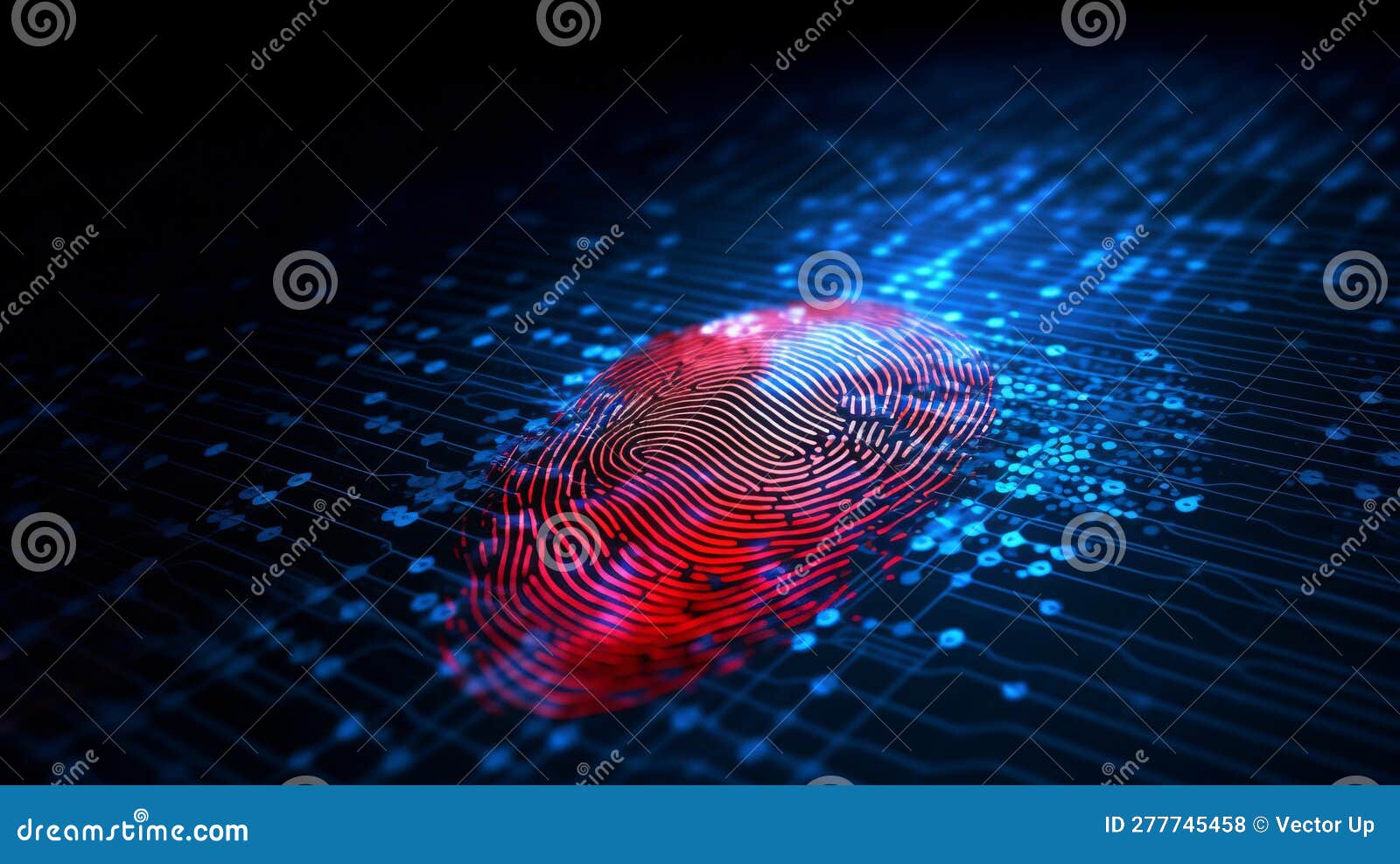 Electronic Fingerprint on Scanning Screen. Generative AI Stock ...