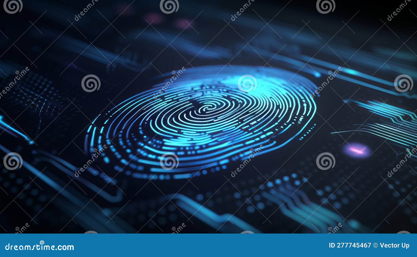 Electronic Fingerprint on Scanning Screen. Generative AI Stock ...