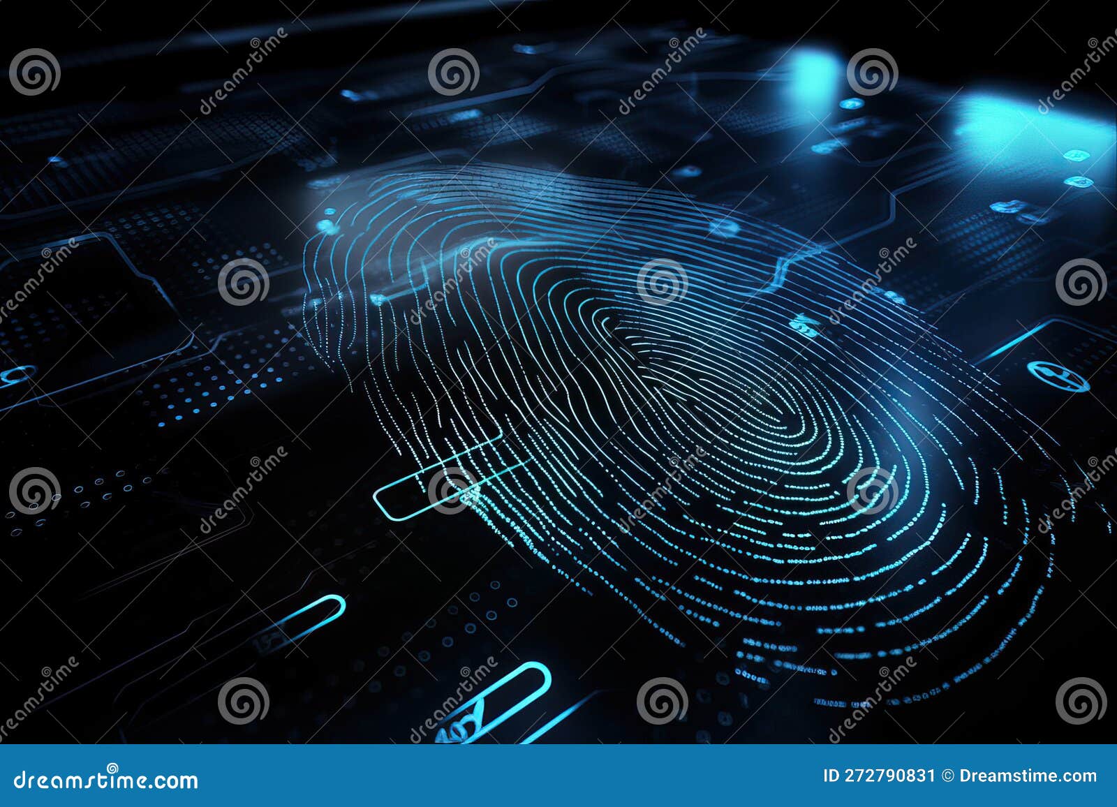 Electronic Fingerprint on the Scanning Screen, High Technology. Stock ...