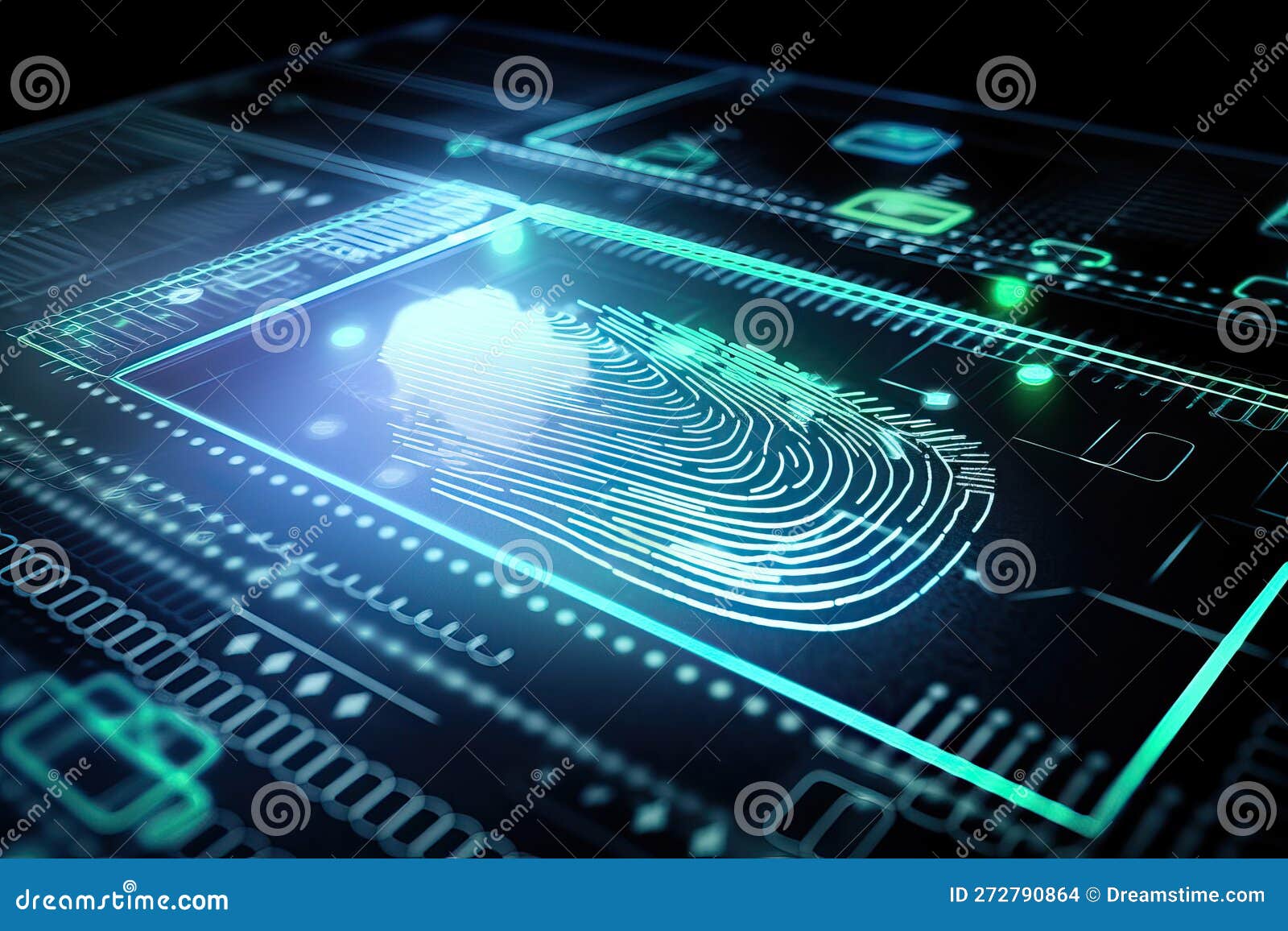 Electronic Fingerprint on the Scanning Screen, High Technology. Stock ...