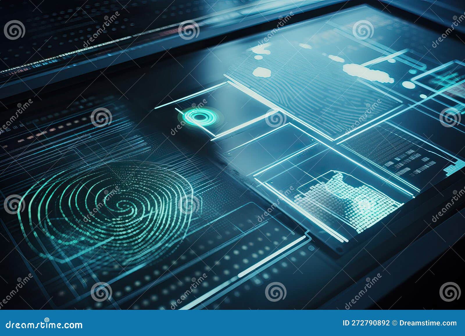 Electronic Fingerprint on the Scanning Screen, High Technology. Stock ...