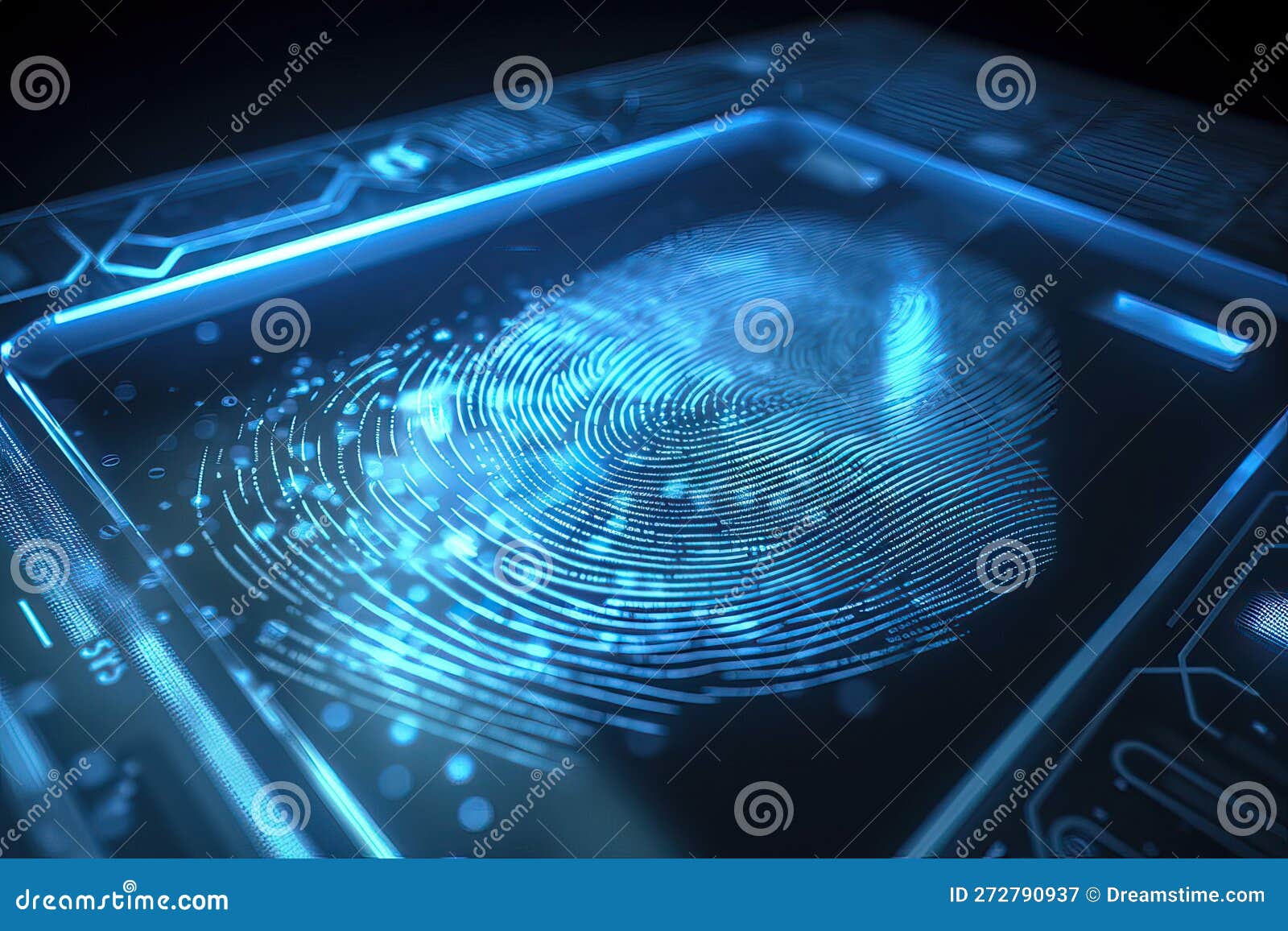 Electronic Fingerprint on the Scanning Screen, High Technology. Stock ...