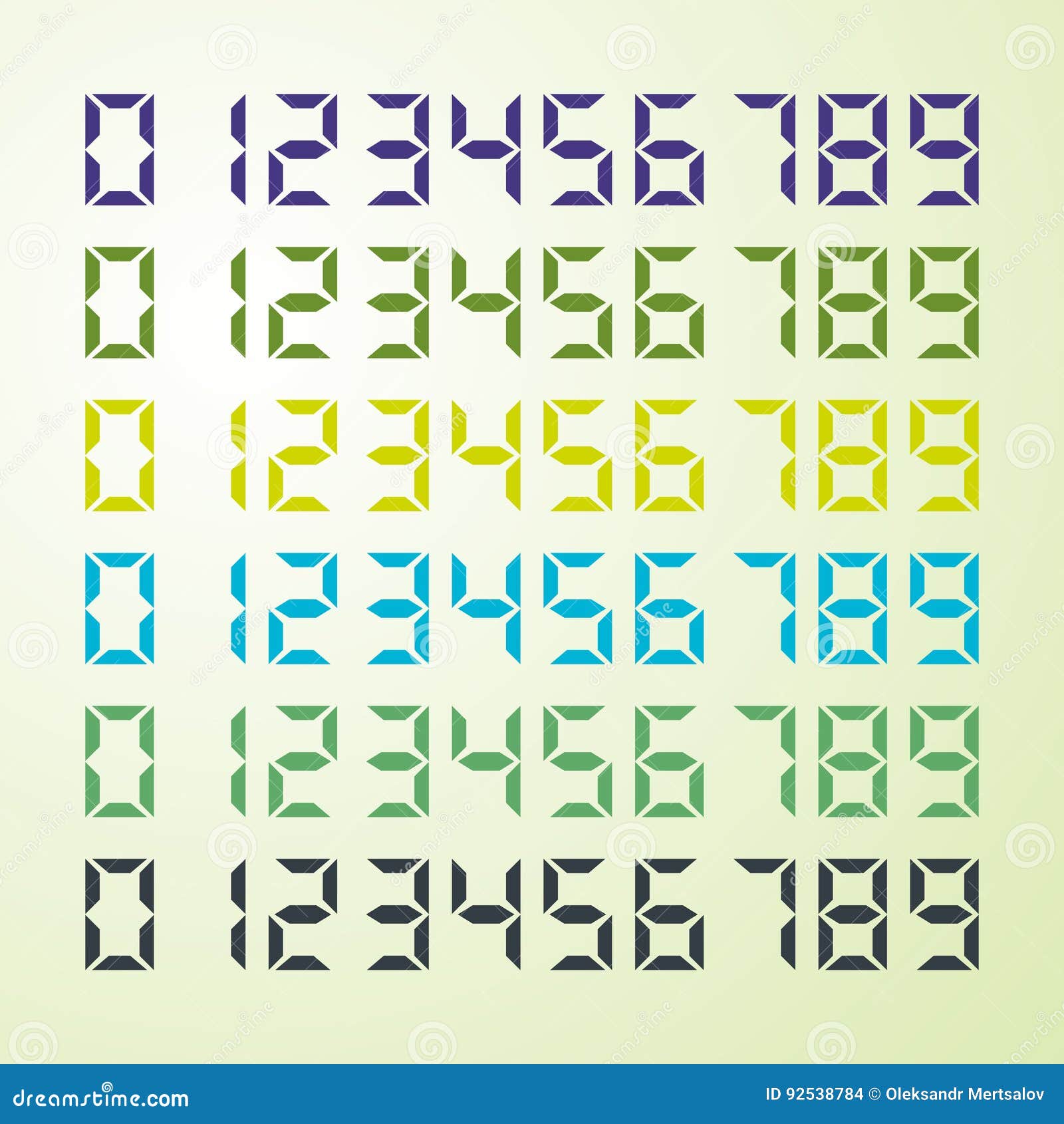 Electronic Font, Numbers on White Background, Isolated Object Stock ...