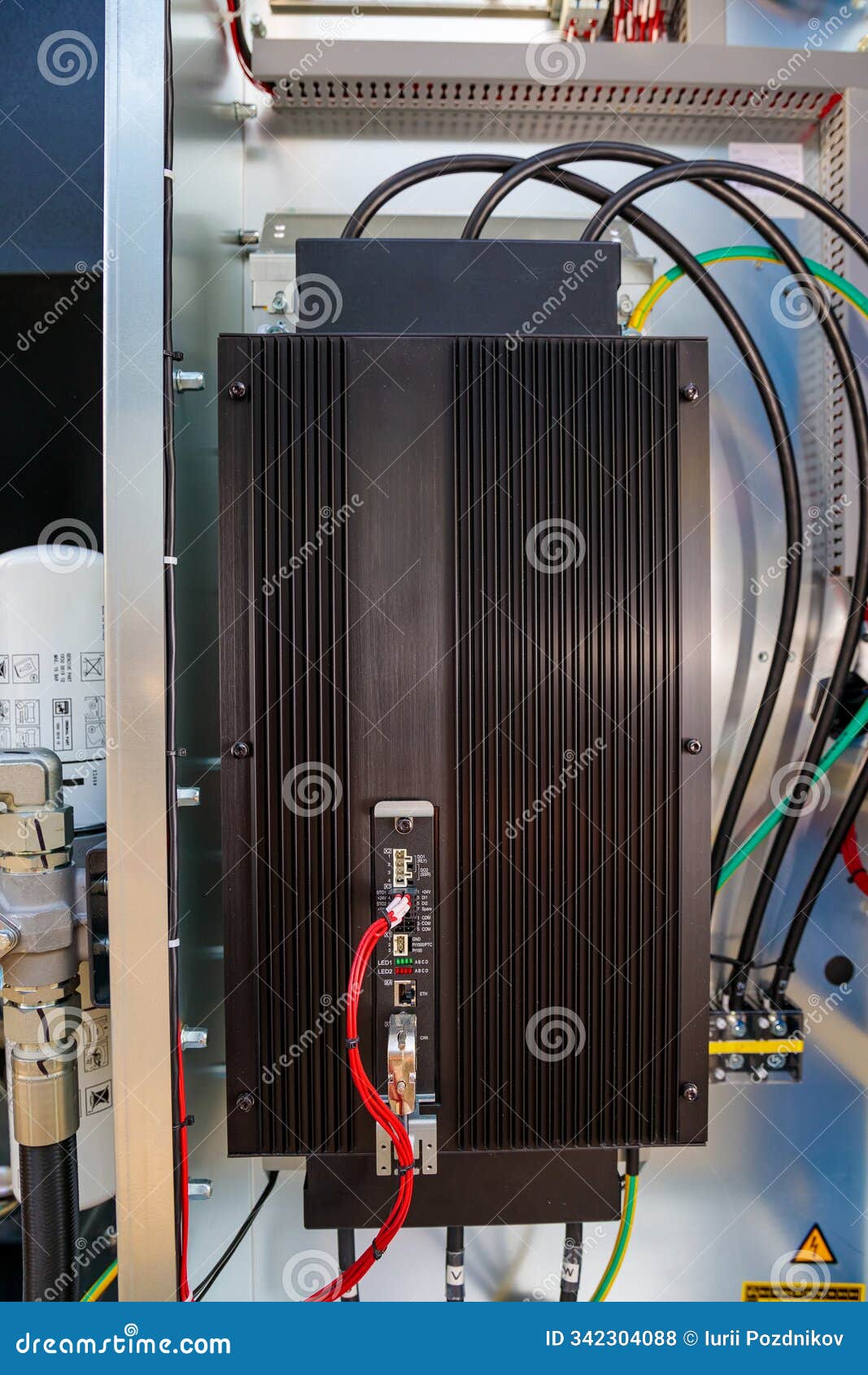 Frequency Converter Inside Electrical Cabinet Showing Cables and ...