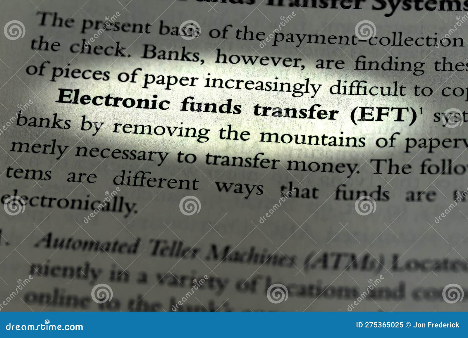 Electronic Funds Transfer EFT, Printed and Highlighted in Textbook on ...