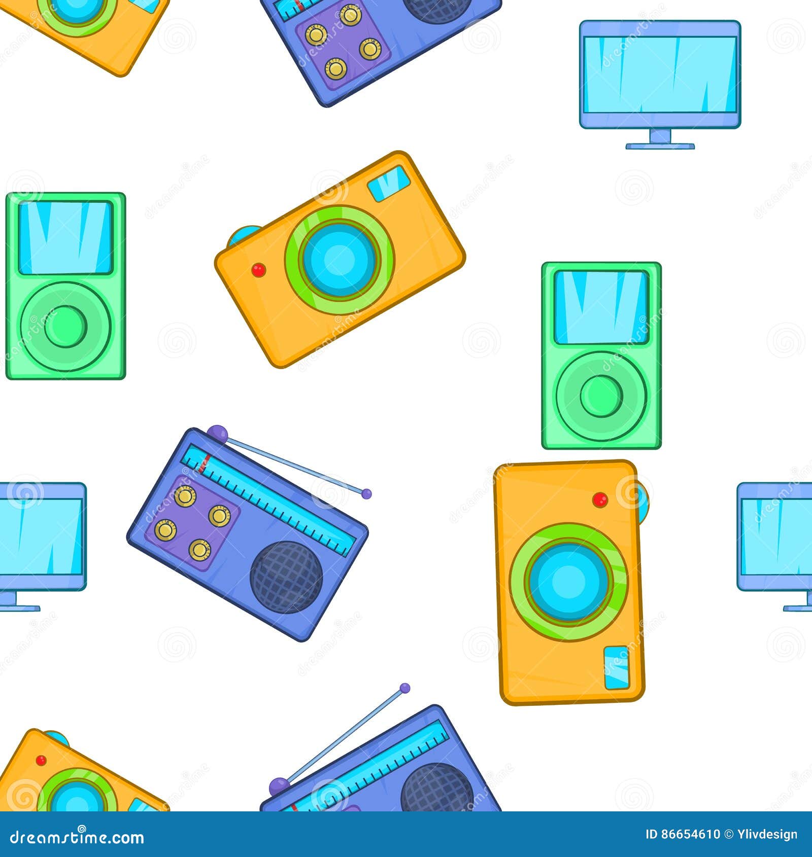 Electronic Gadget Pattern, Cartoon Style Stock Vector - Illustration of ...