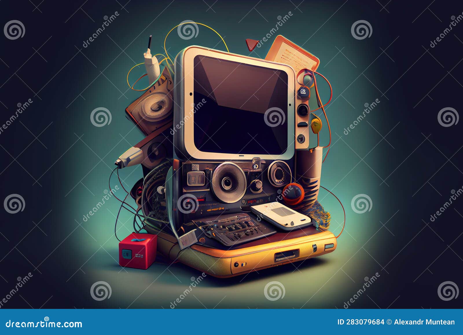 Electronic gadgets mix. stock illustration. Illustration of phone ...