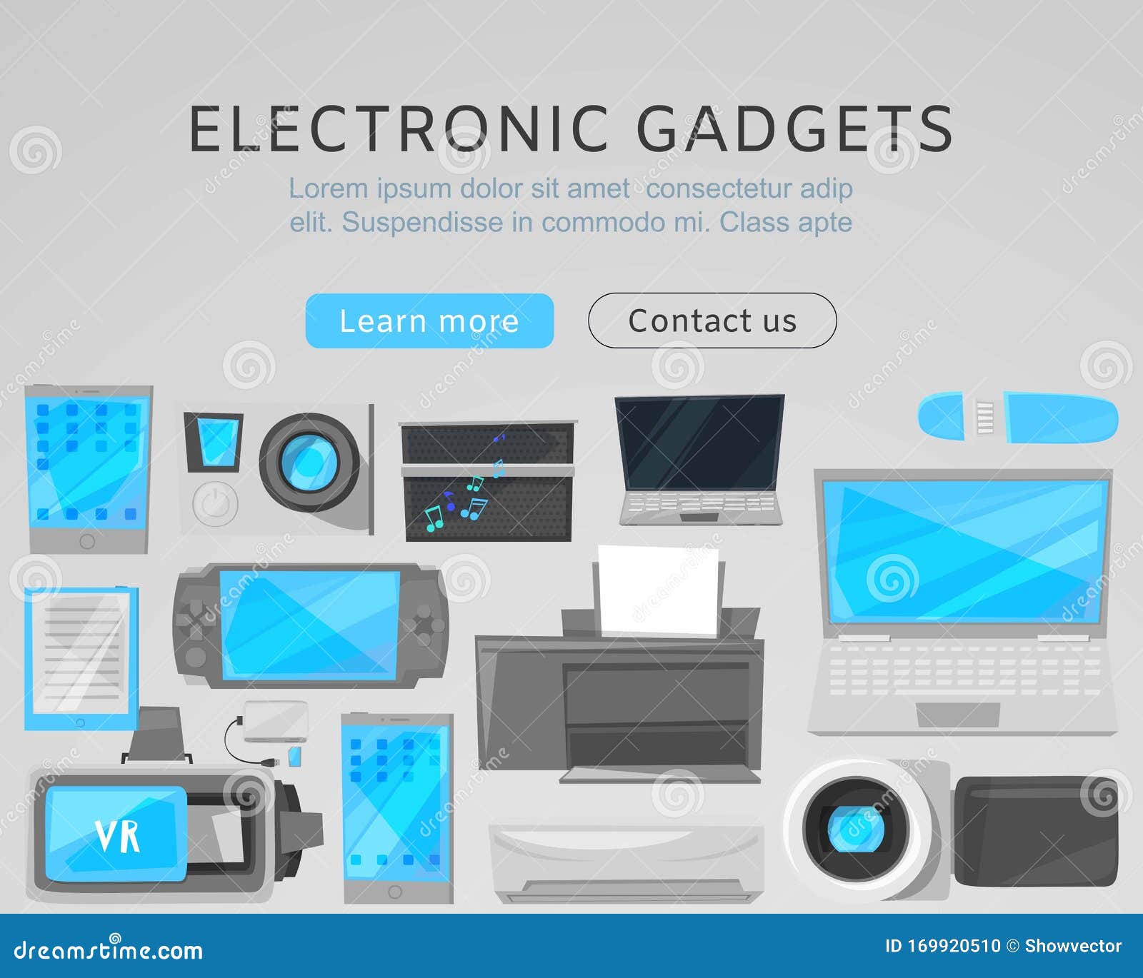Electronic Gadgets Sale Web Vector Template with Modern Devices ...