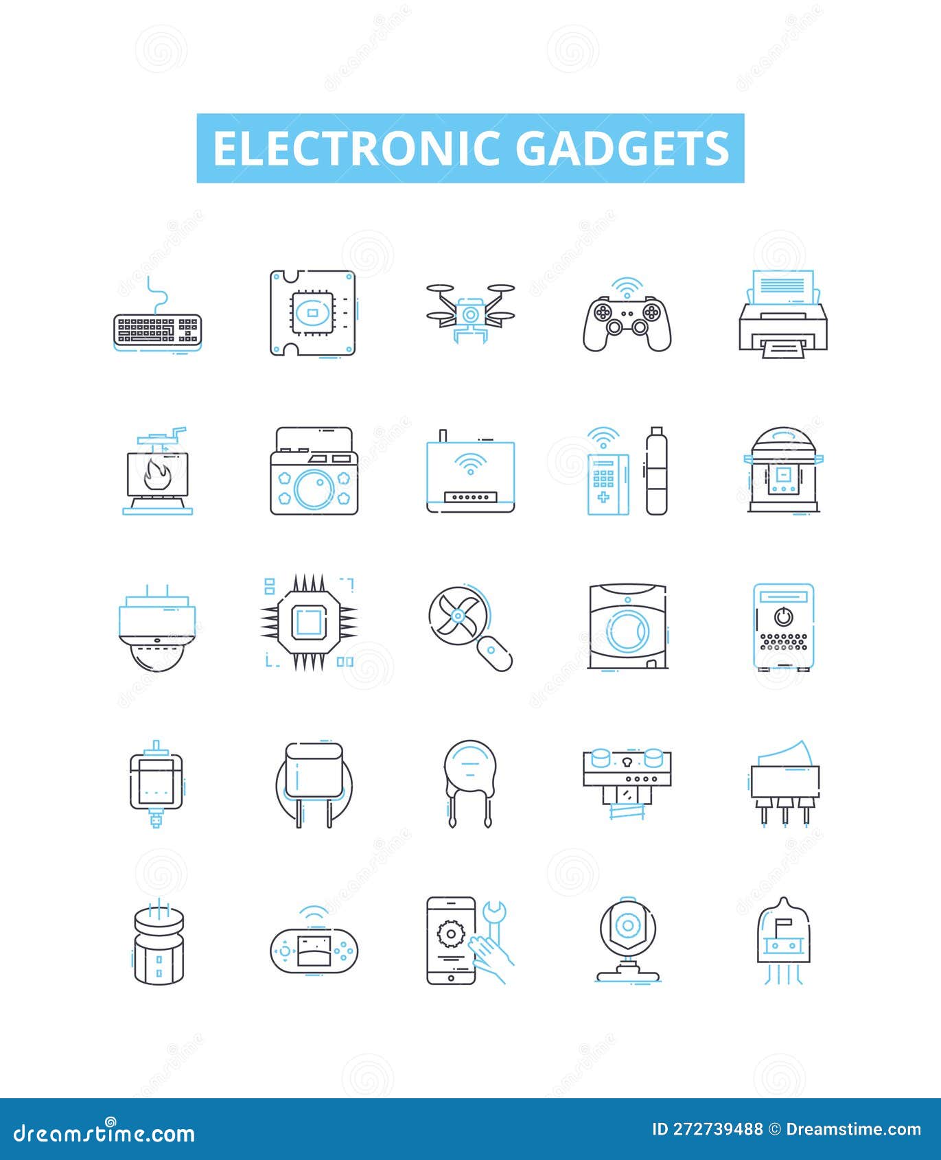 Electronic Gadgets Vector Line Icons Set. Electronics, Gadgets, Devices ...